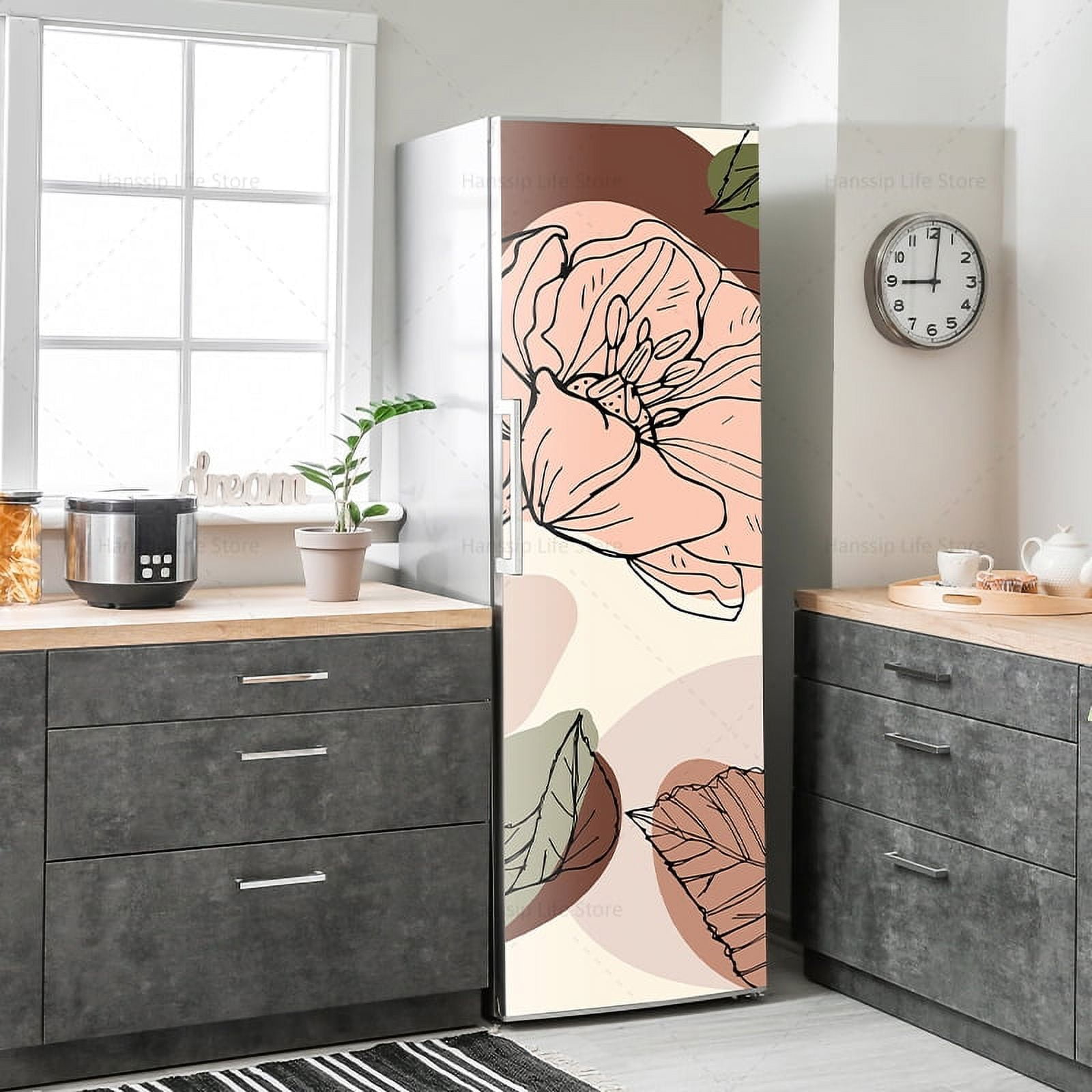 INS Abstract Flower Fridge Sticker Door Mural Wallpaper Self Adhesive ...