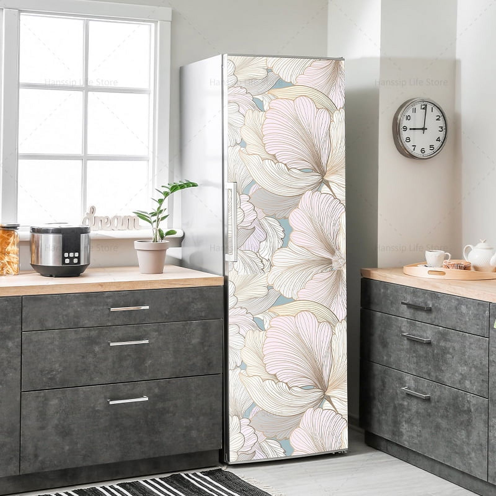 INS Abstract Flower Fridge Sticker Door Mural Wallpaper Self Adhesive ...