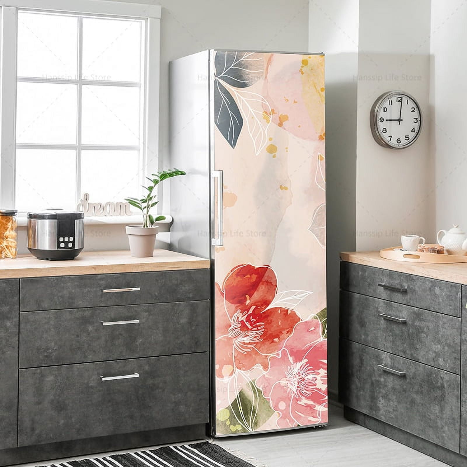 INS Abstract Flower Fridge Sticker Door Mural Wallpaper Self Adhesive ...