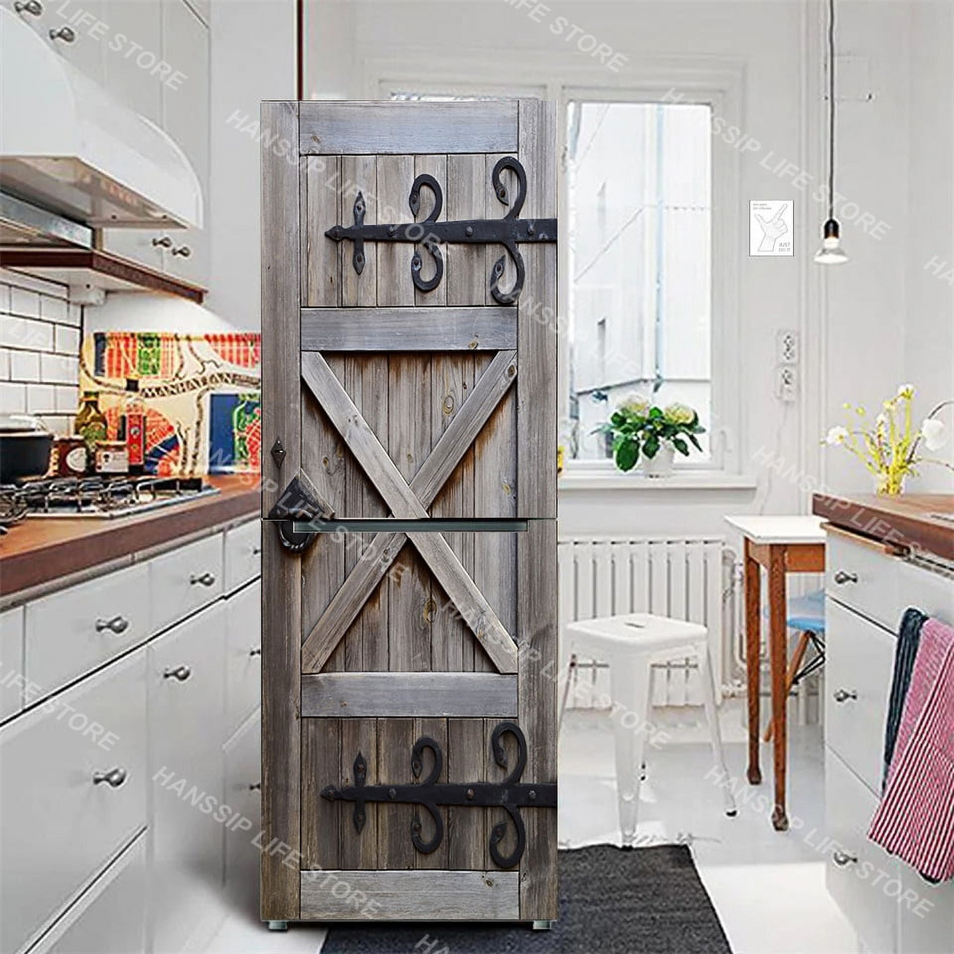 INS Flower Fridge Door Sticker Mural Adhesive Refrigerator Door Wrap ...