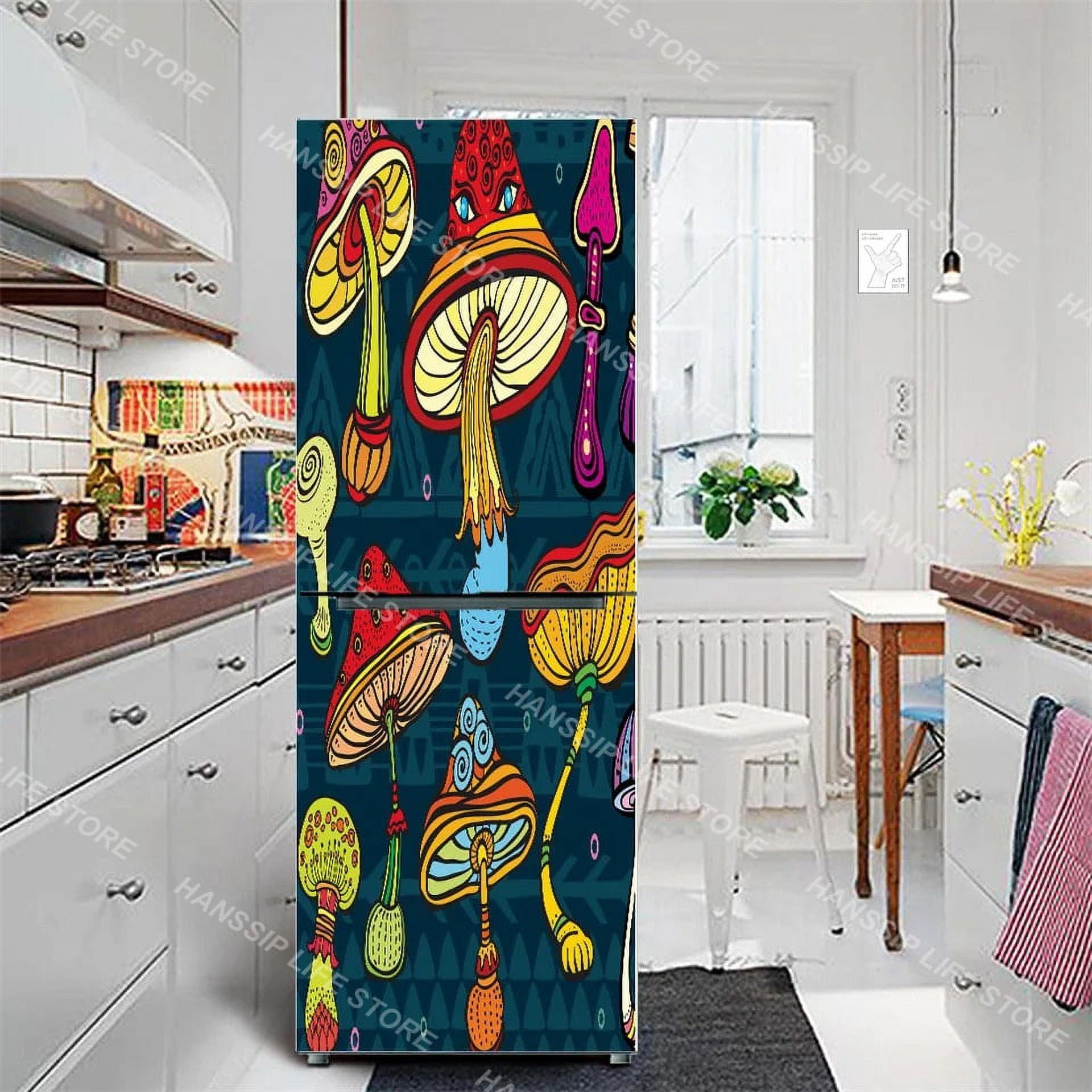 INS Flower Fridge Door Sticker Mural Adhesive Refrigerator Door Wrap ...