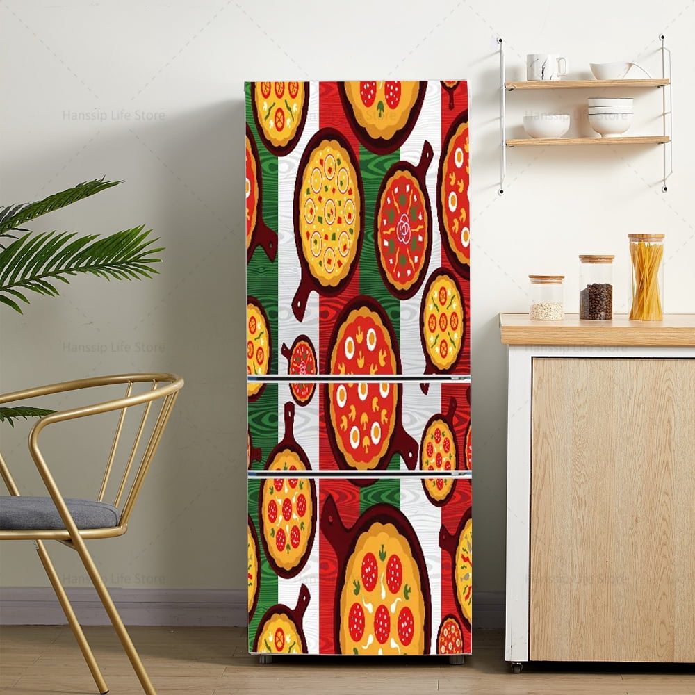 INS Flower Printed Fridge Door Mural Sticker Self Adhesive PVC Kitchen ...