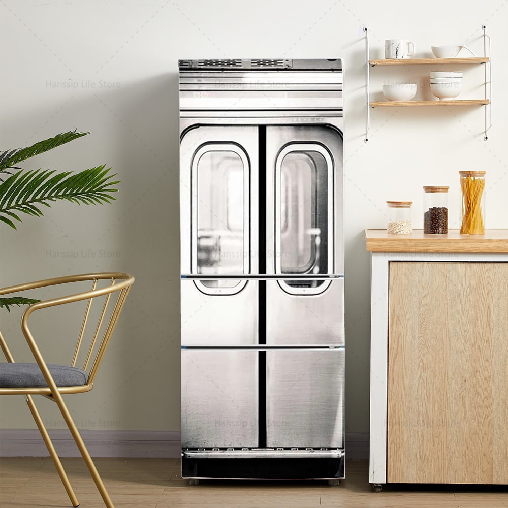 INS Flower Printed Fridge Door Mural Sticker Self Adhesive PVC Kitchen Wallpaper for ...