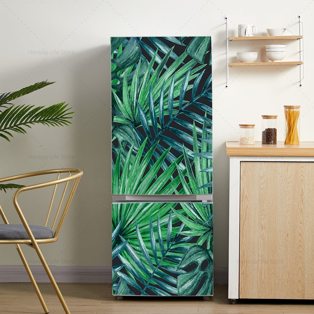 INS Flower Printed Fridge Door Mural Sticker Self Adhesive PVC Kitchen ...