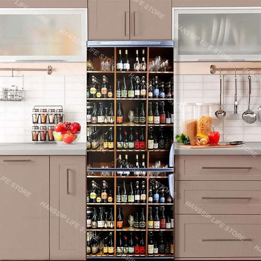 INS Fridge Door Wrap Vinyl Sticker Kitchen Refrigerator Door Wallpaper ...