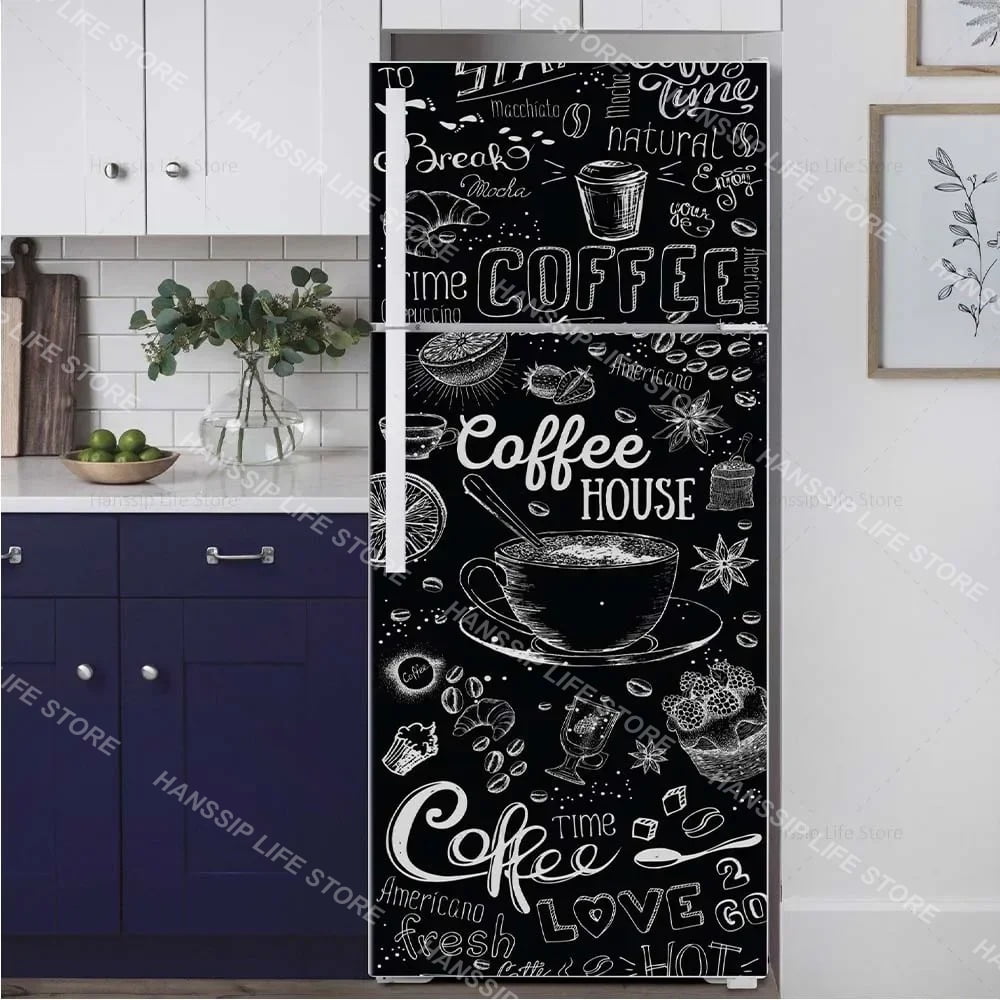 INS Fridge Door Wrap Vinyl Sticker Kitchen Refrigerator Door Wallpaper ...
