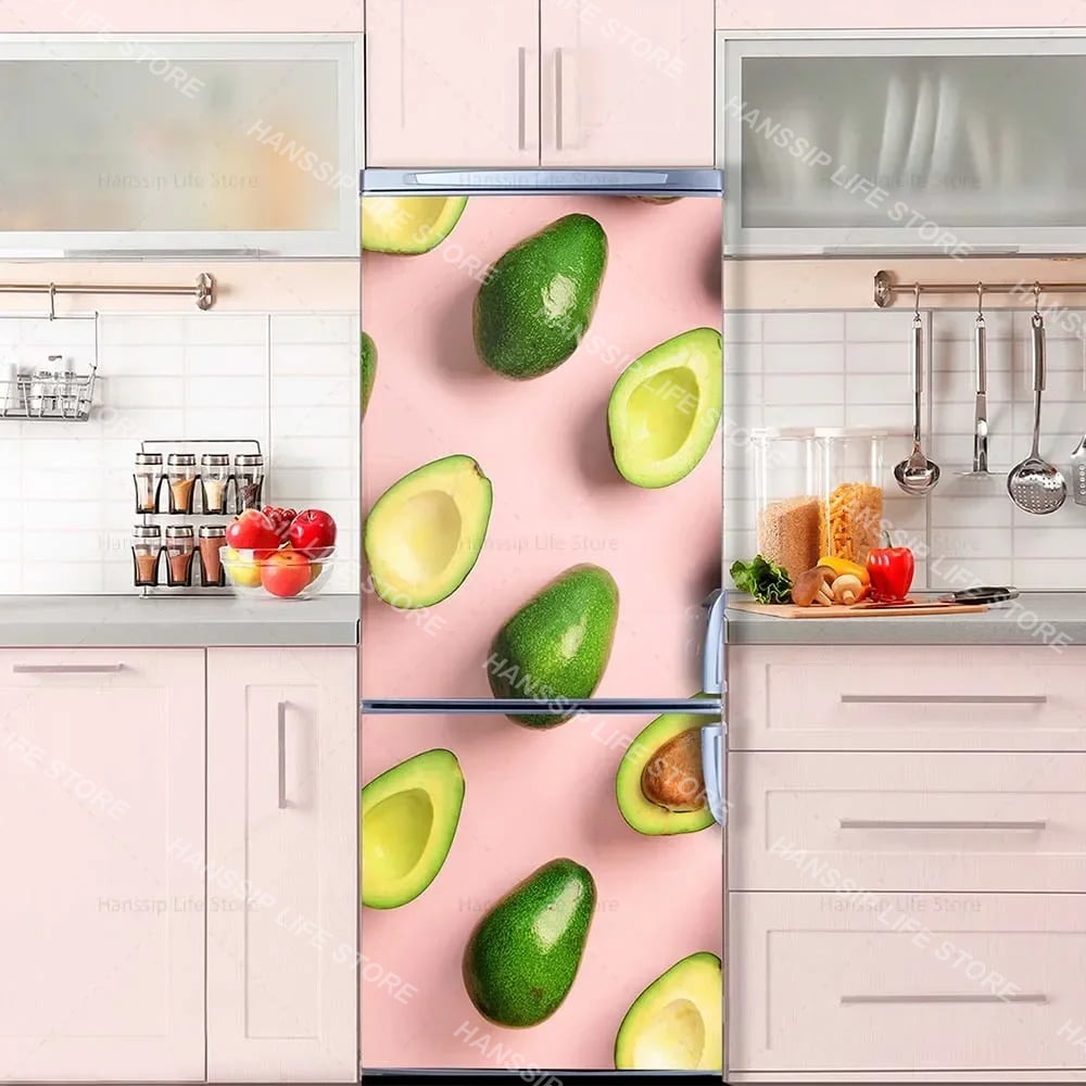INS Fridge Door Wrap Vinyl Sticker Kitchen Refrigerator Door Wallpaper ...