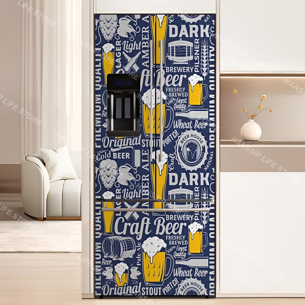 INS Fridge Door Wrap Vinyl Sticker Kitchen Refrigerator Door Wallpaper ...