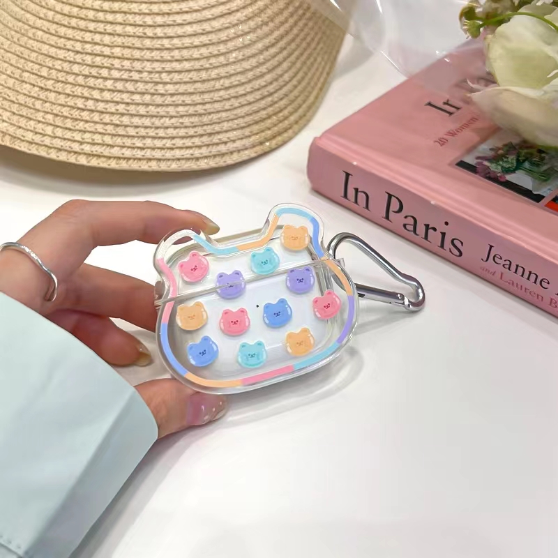 INS Korea Cute 3D Bear Head Clear Earphone Case for Airpods 1 2 3 ...