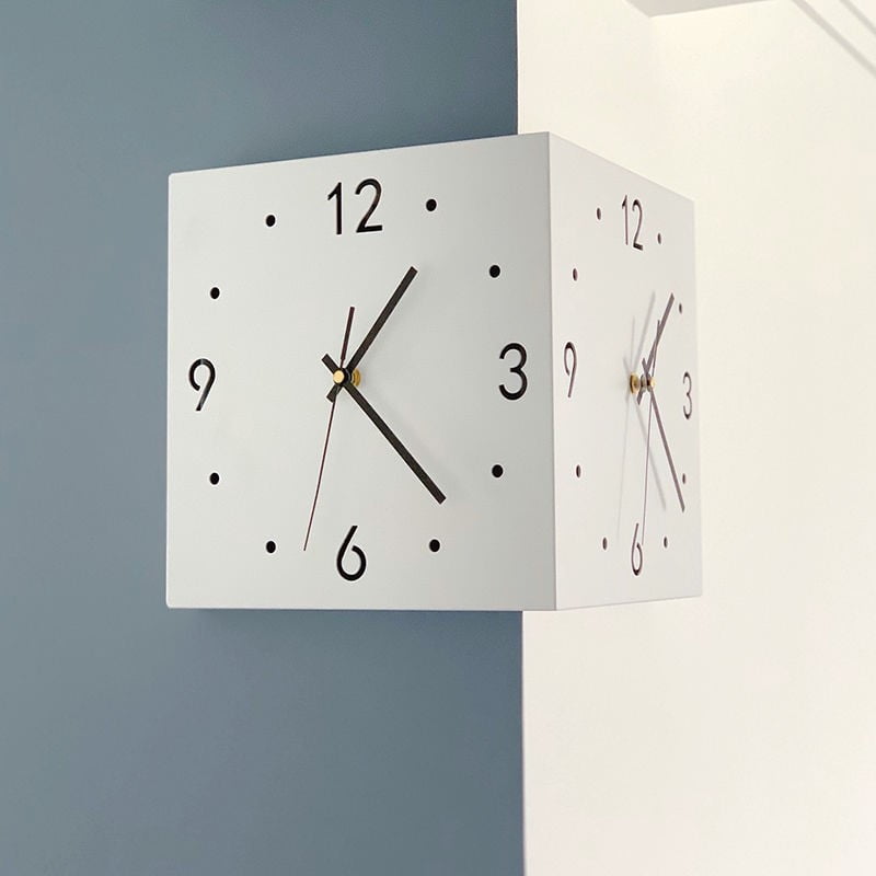 INS Style Corner Clock Double-Sided Wall Clock Living Room Creative ...