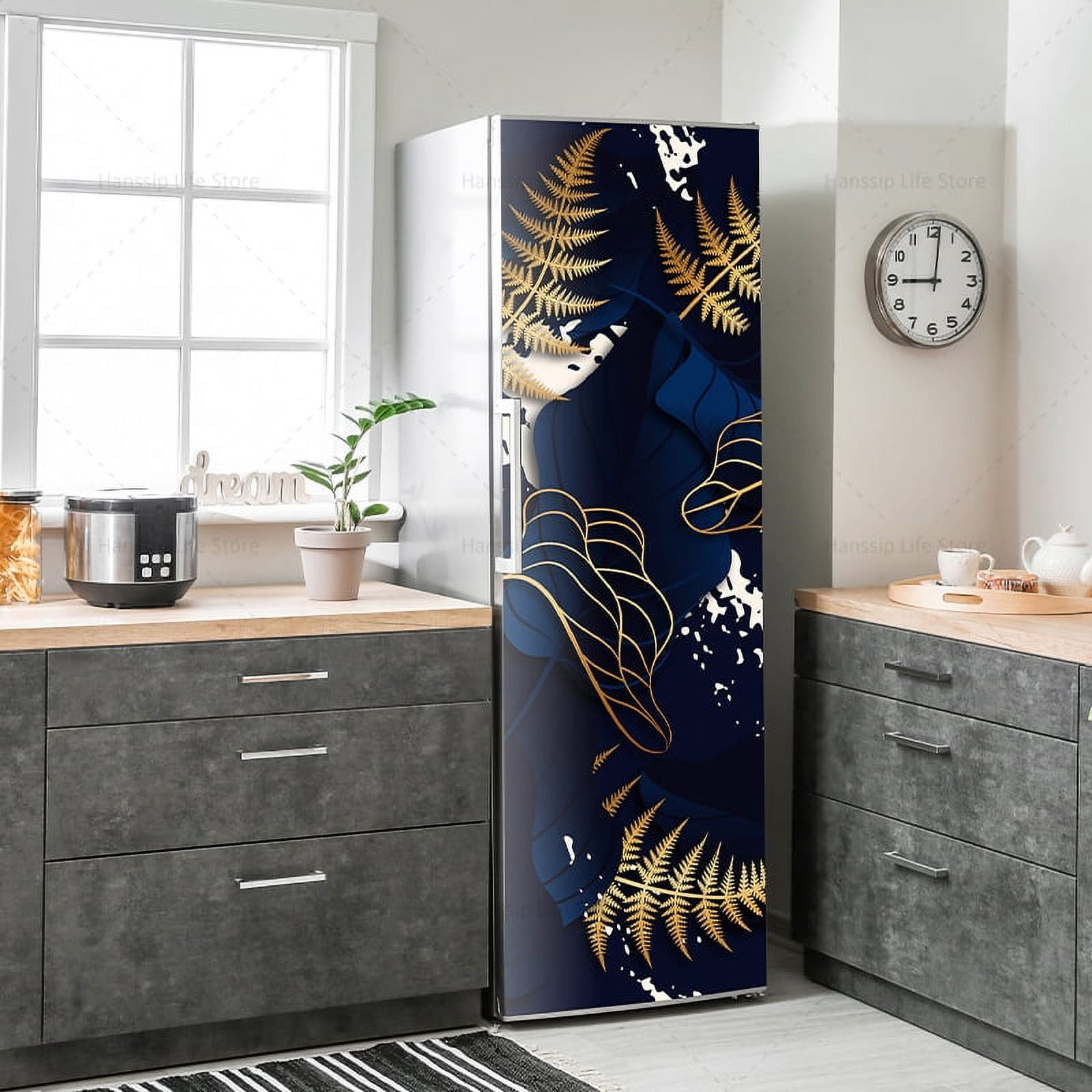 INS Style Flower Fridge Door Mural Waterproof PVC Floral Leaf ...