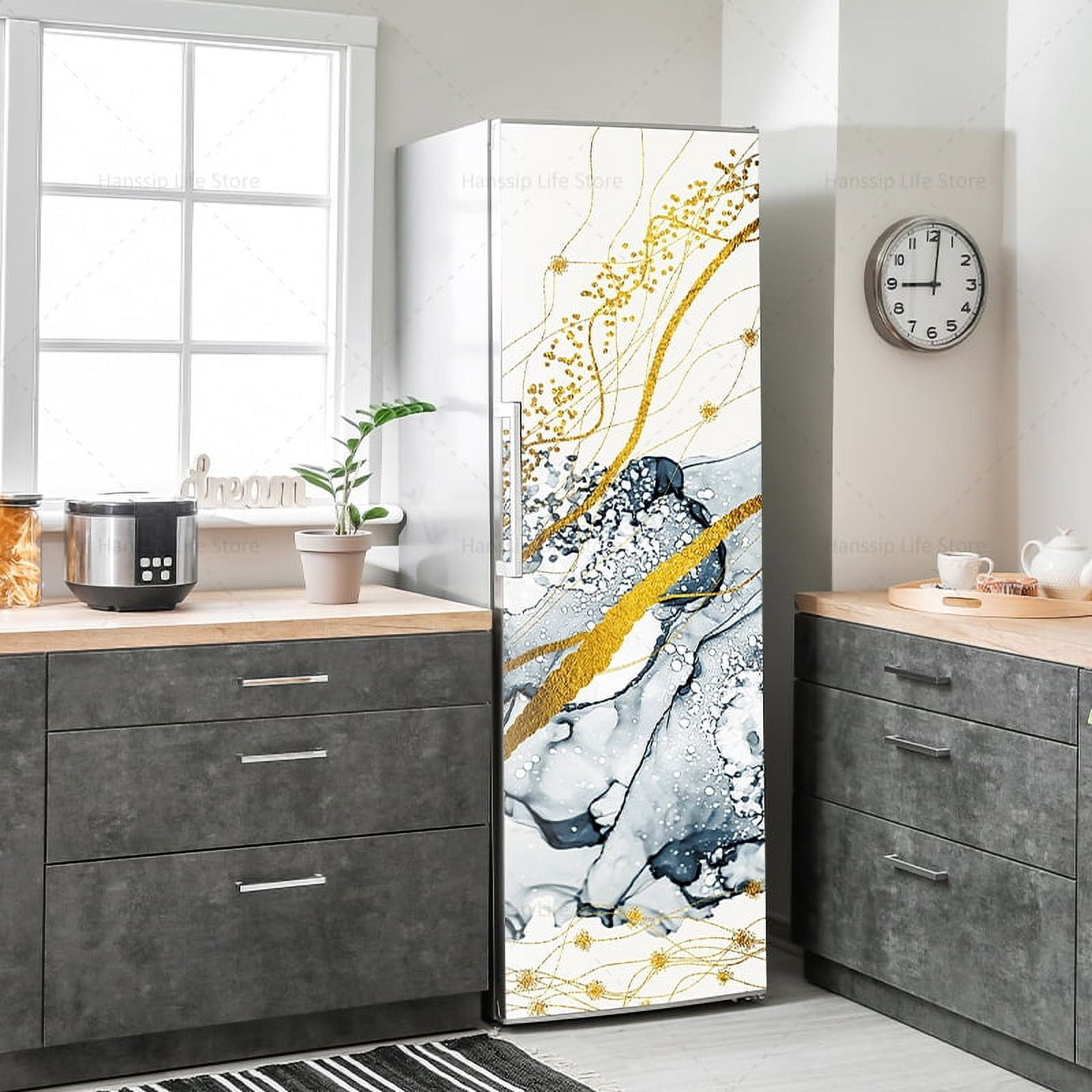 INS Style Flower Fridge Door Mural Waterproof PVC Floral Leaf ...