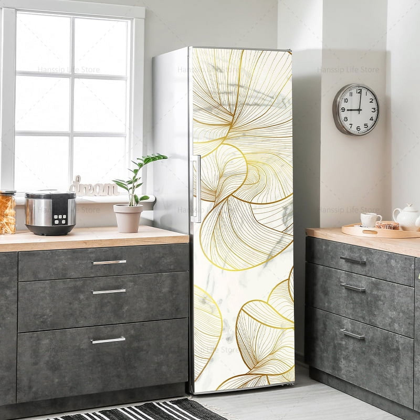 INS Style Flower Fridge Door Mural Waterproof PVC Floral Leaf ...
