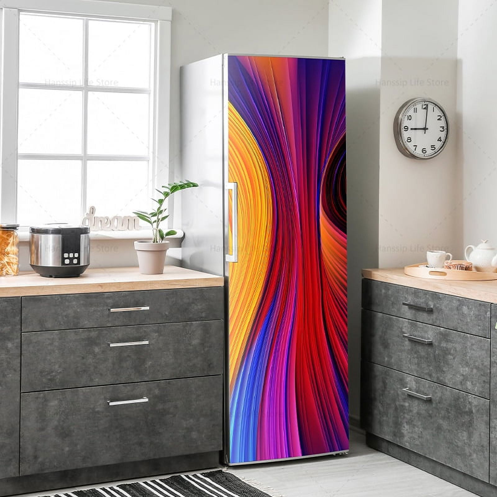 INS Style Flower Fridge Door Mural Waterproof PVC Floral Leaf ...