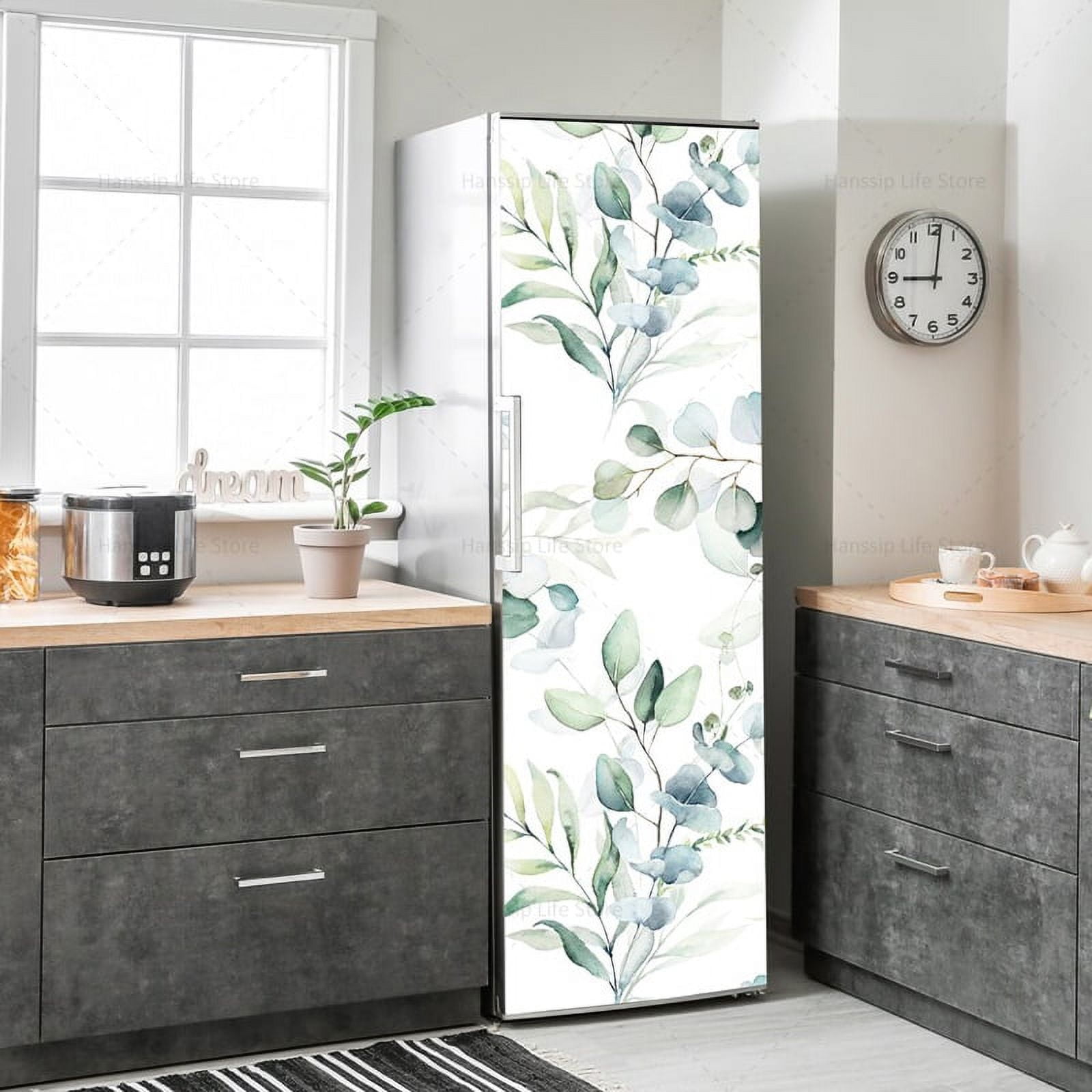 INS Style Flower Fridge Door Mural Waterproof PVC Floral Leaf ...