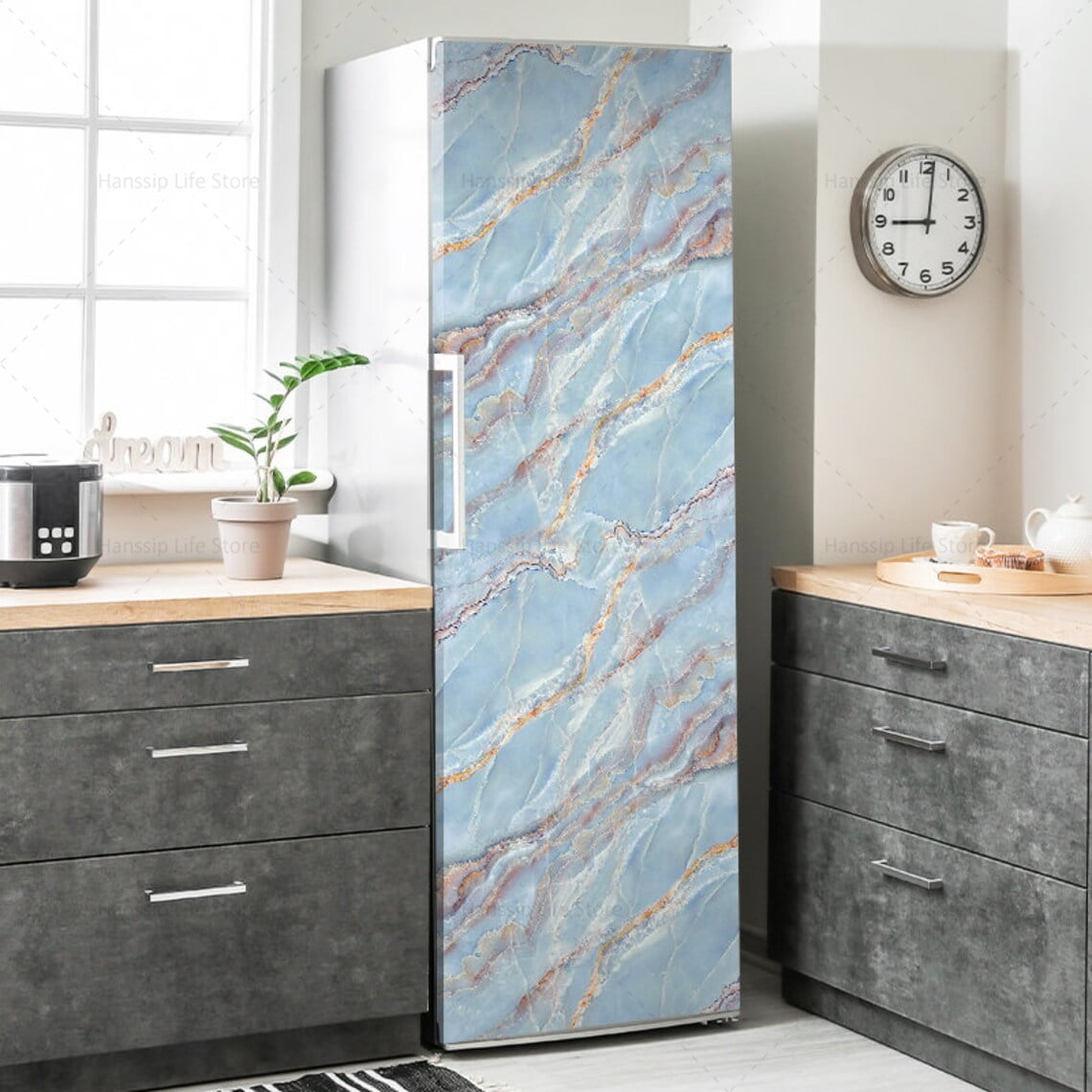 INS Style Flower Fridge Door Mural Waterproof PVC Floral Leaf ...