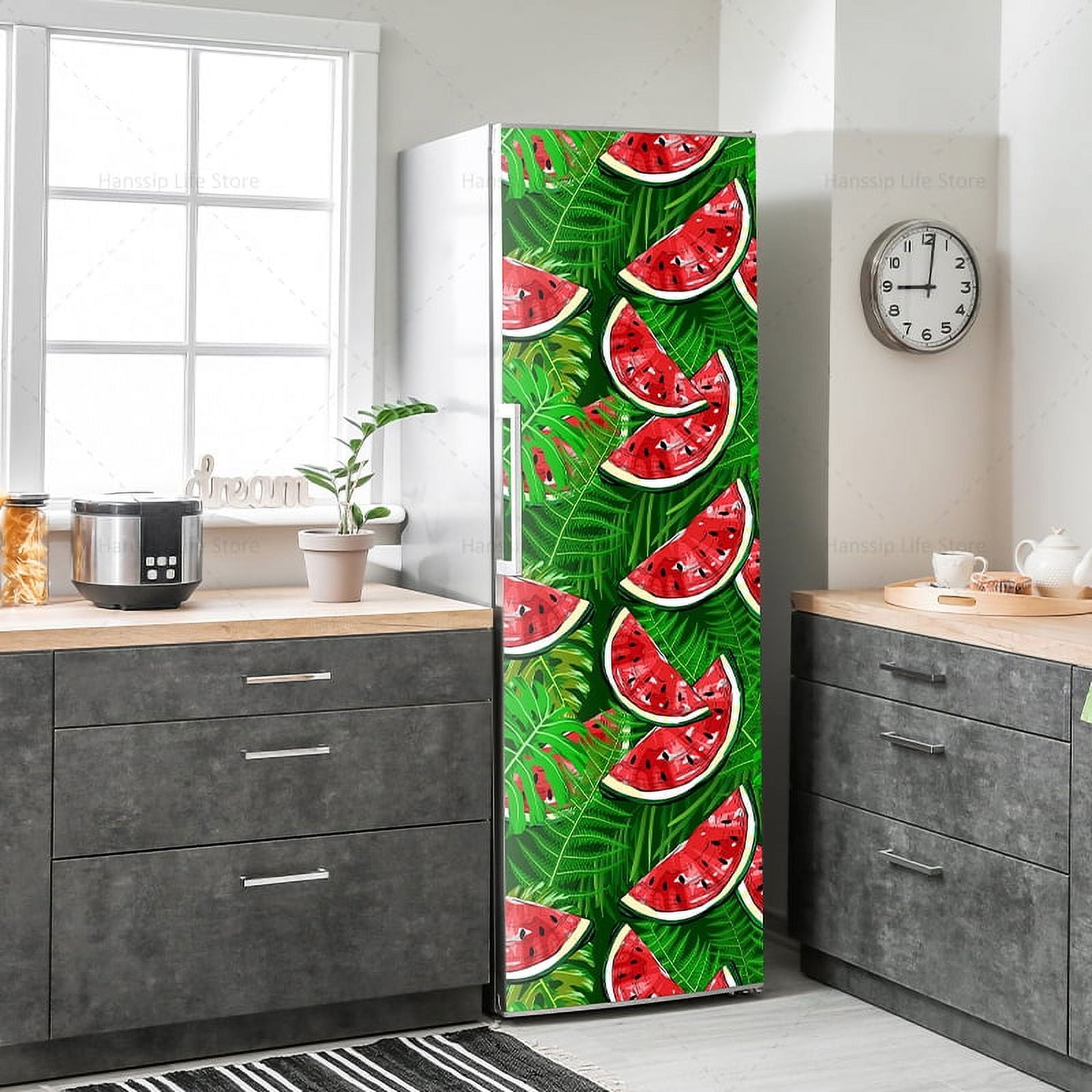 INS Style Flower Fridge Door Mural Waterproof PVC Floral Leaf ...