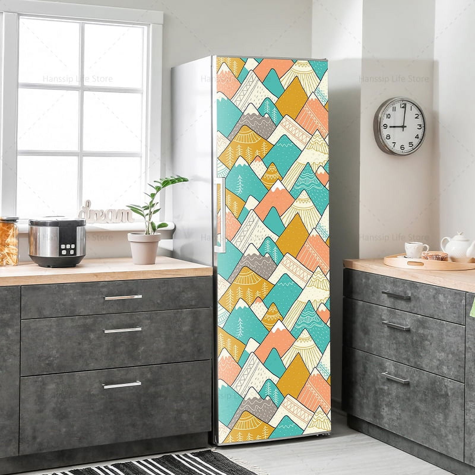 INS Style Flower Fridge Door Mural Waterproof PVC Floral Leaf ...