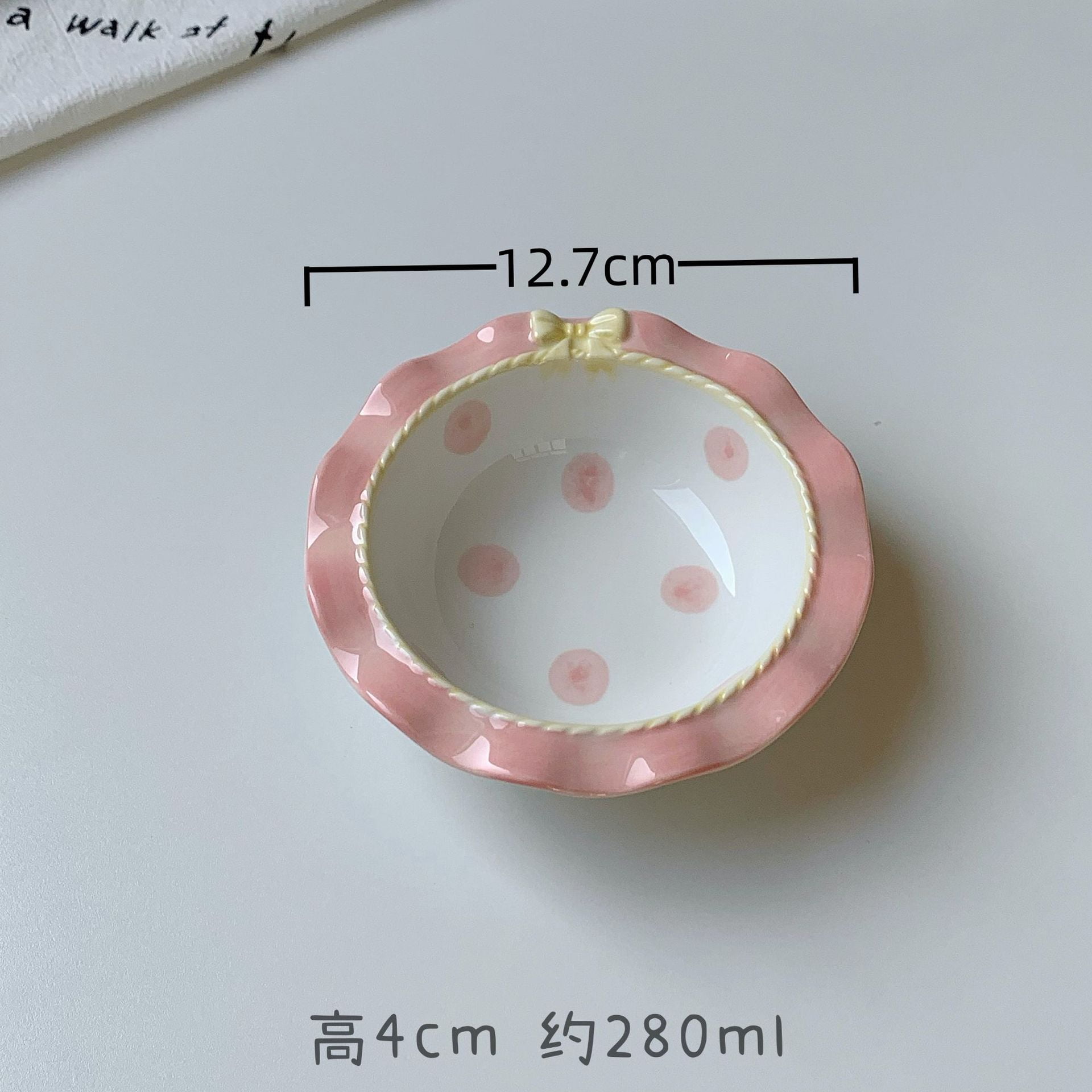 INS Style Girl Heart Pink Ceramic Tableware Set Polka Dot Bow Cute ...