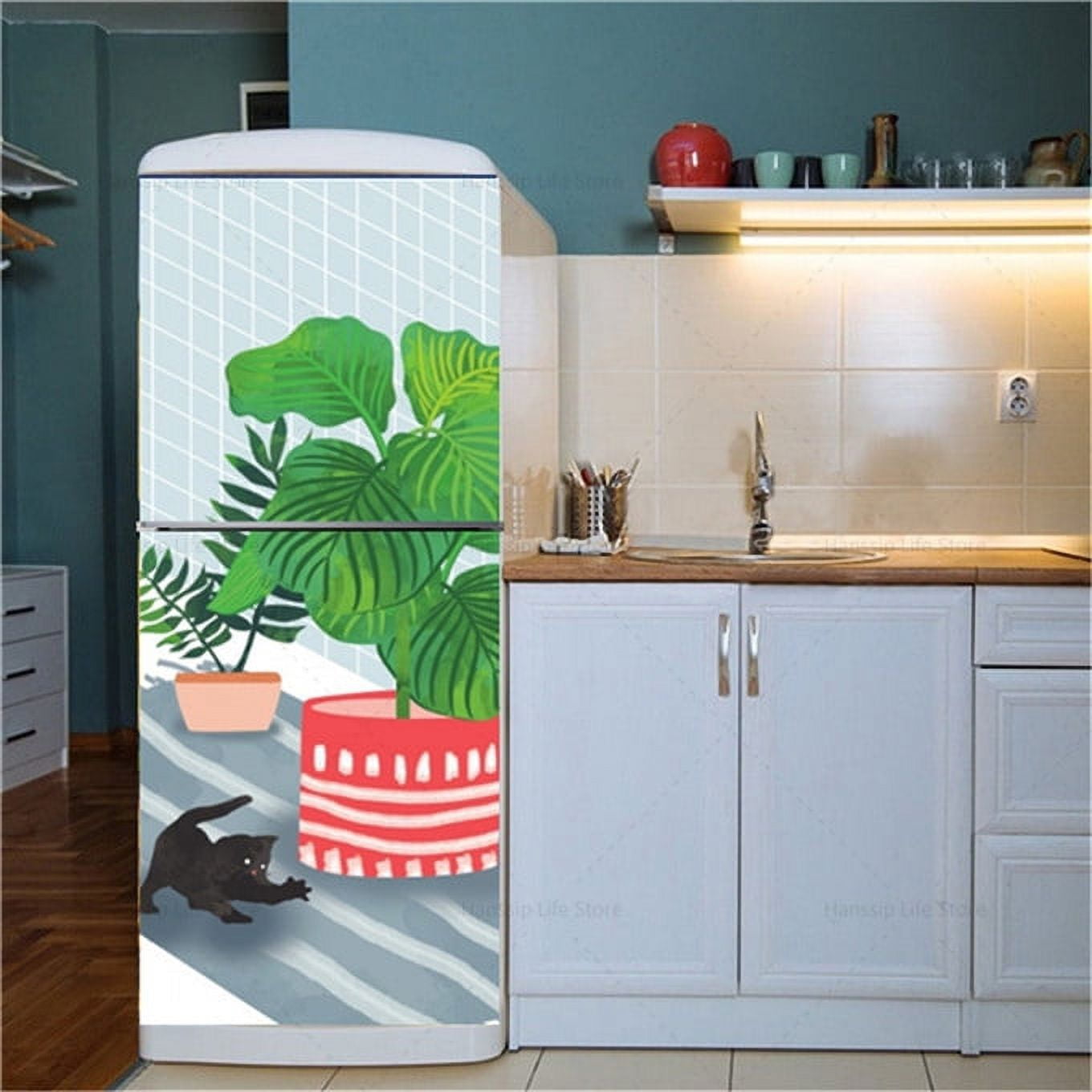INS Style Plants Fridge Stickers Home Room Decorations Self Adhesive PVC Waterpoof Kitchen ...