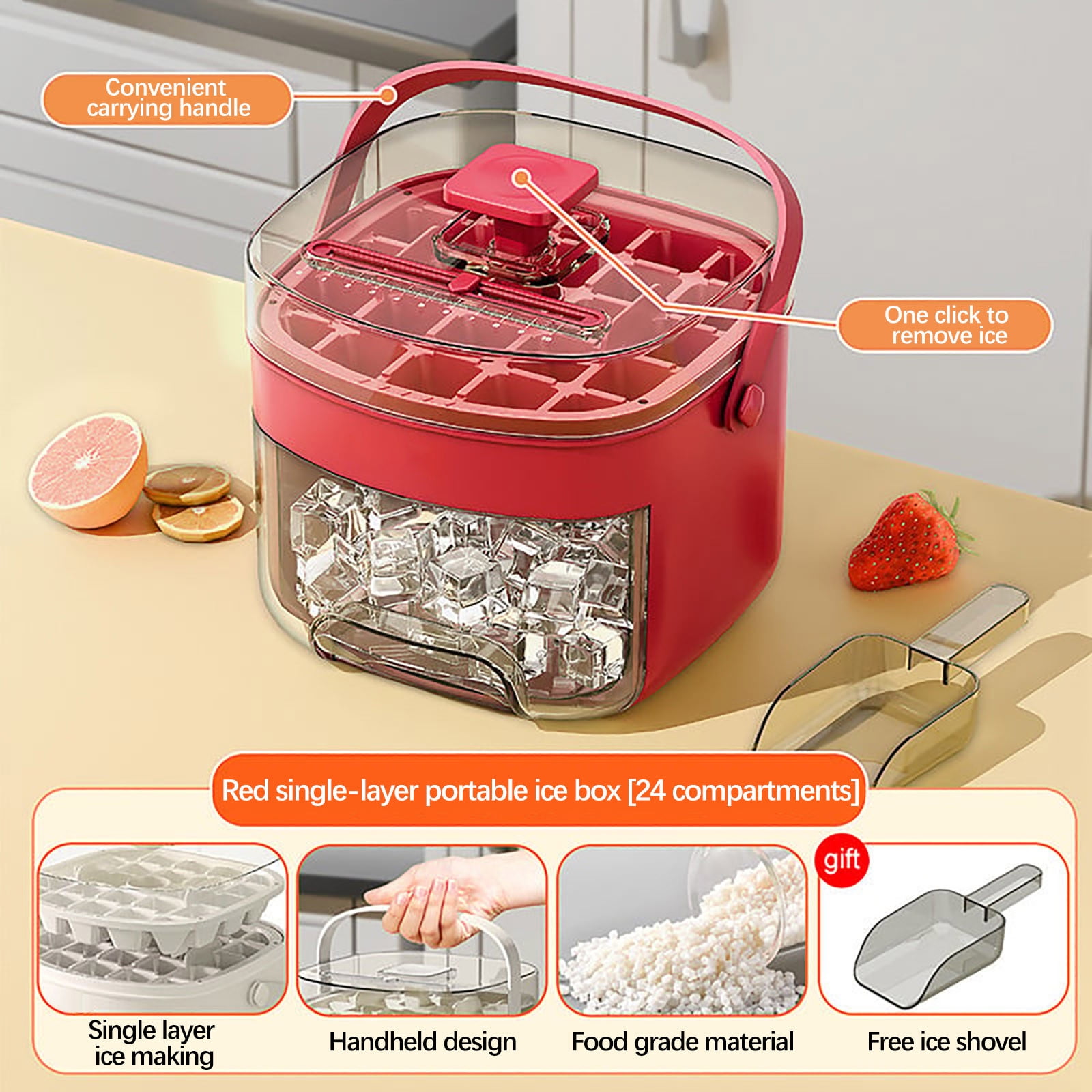 INS Style Portable Press Open Outdoor Ice Bucket, Instant Chilling Ice ...