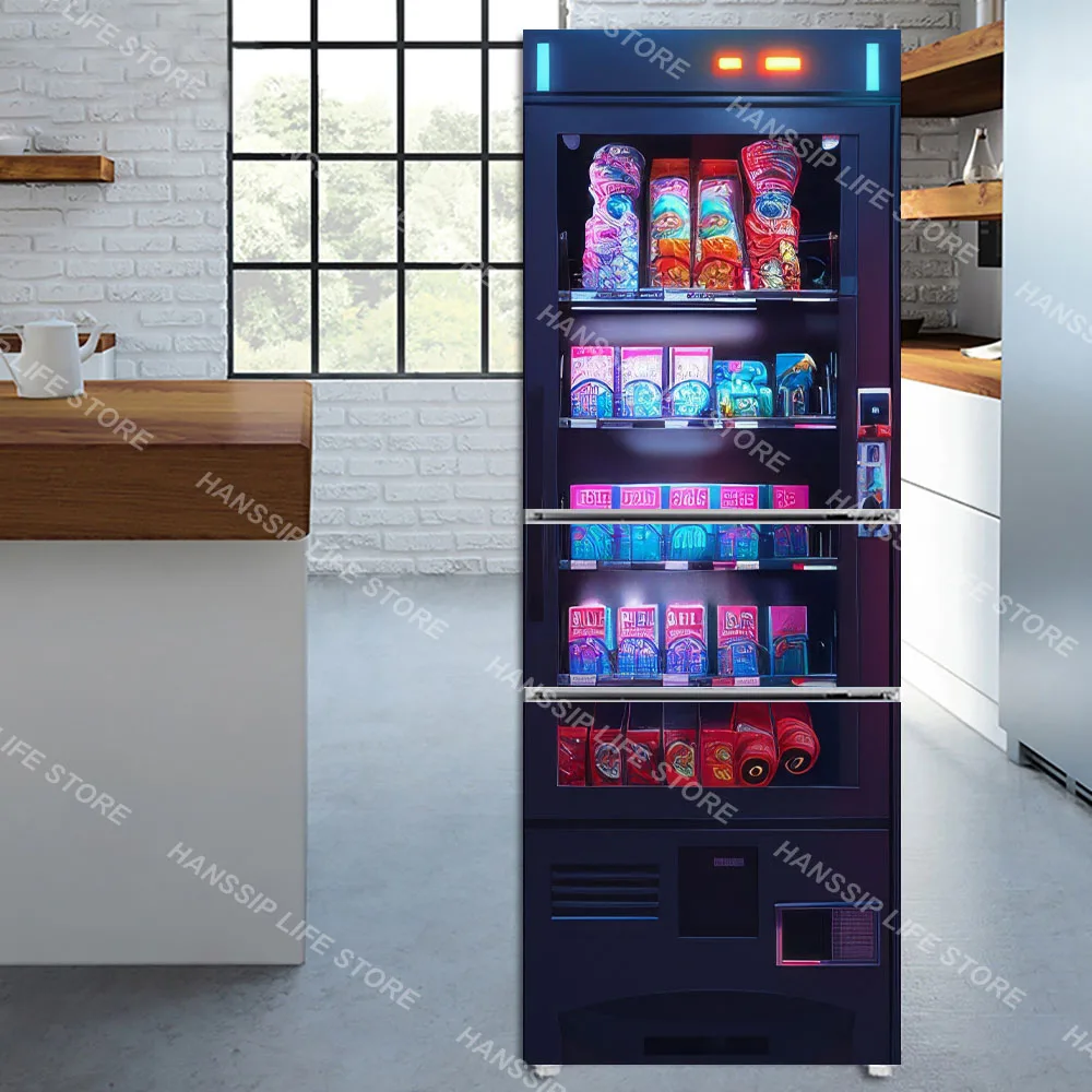 INS Style Teleph Booth Design Fridge Stickers Full Cover Vinyl Cartoon ...