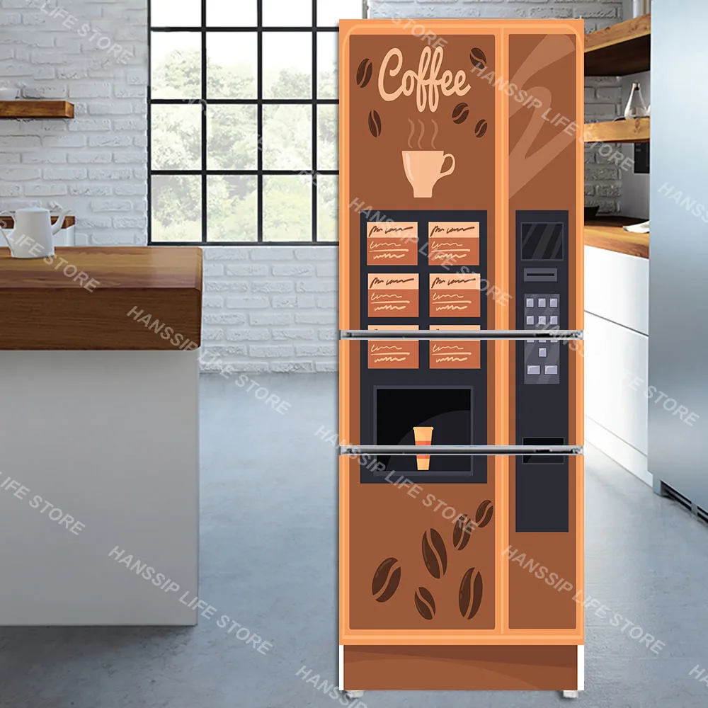 INS Style Teleph Booth Design Fridge Stickers Full Cover Vinyl Cartoon ...