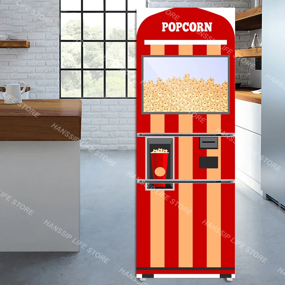 INS Style Teleph Booth Design Fridge Stickers Full Cover Vinyl Cartoon ...