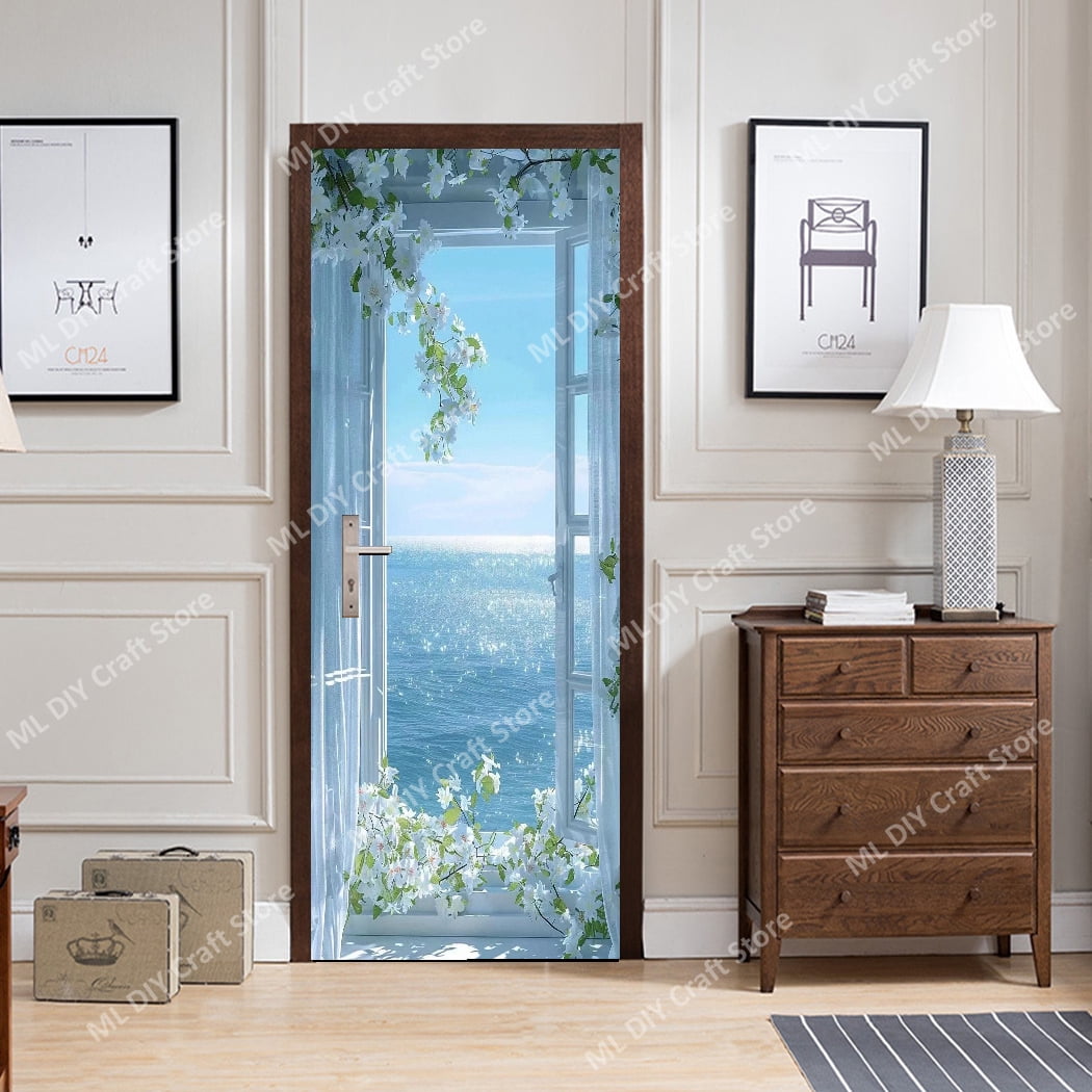 INS Summer Cool Door Stickers Modern Stickers Cover Wallpaper Home ...