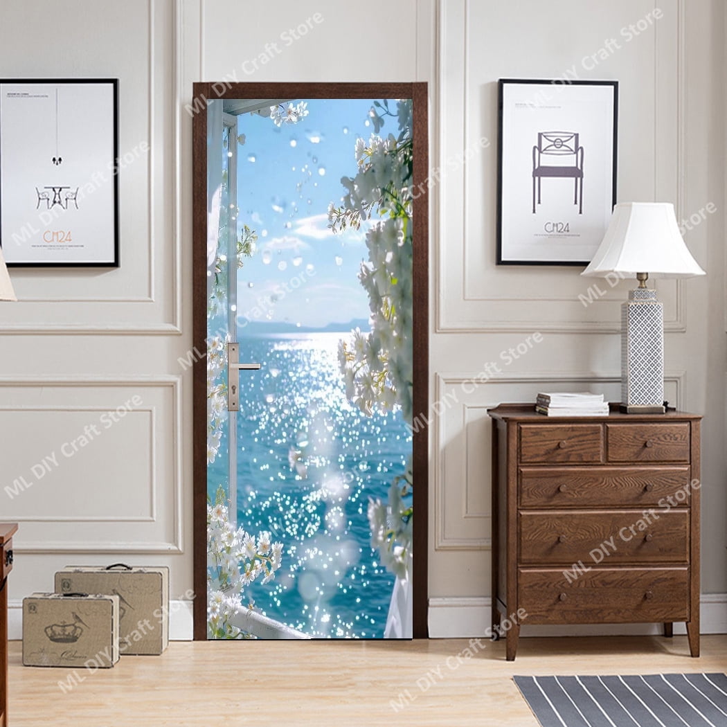 INS Summer Cool Door Stickers Modern Stickers Cover Wallpaper Home ...