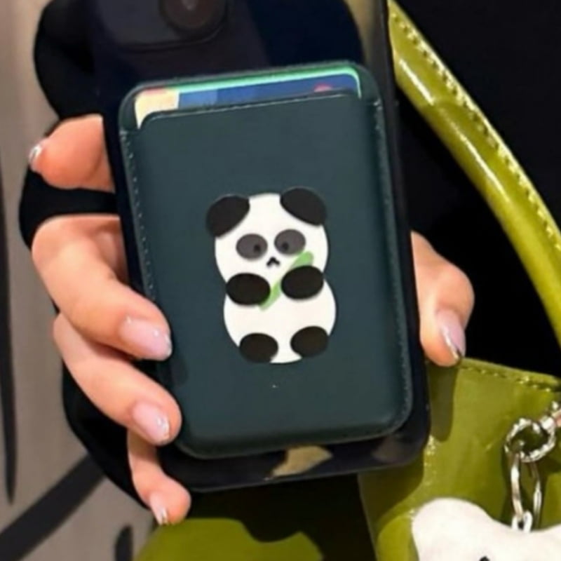 INS cartoon bear card slot holder for MagSafe magnetic leather wallet case for iPhone 15 Pro Max ...