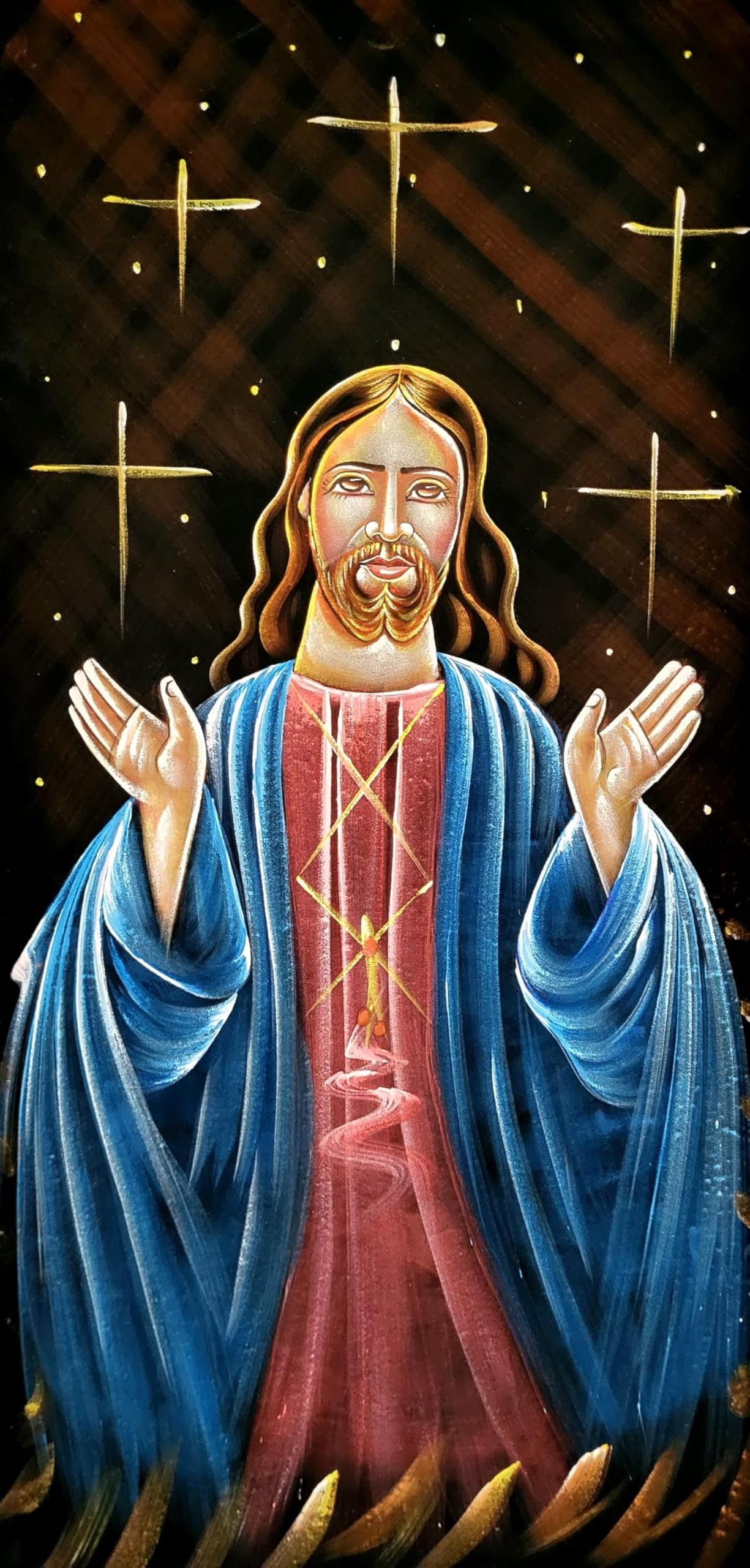 INSAIN Handmade Velvet Painting of Jesus Christ- 60x122 cm | Fabric ...