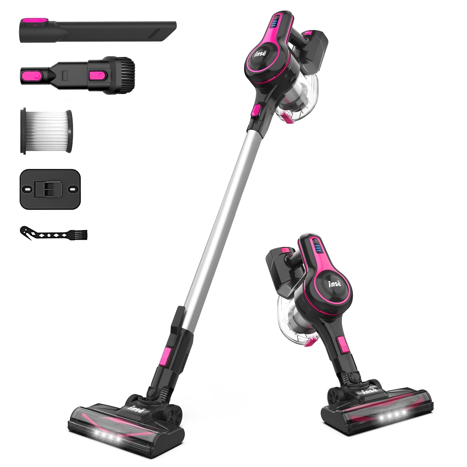 INSE Cordless Vacuum Cleaner, 6-in-1 Rechargeable Stick Vacuum with ...