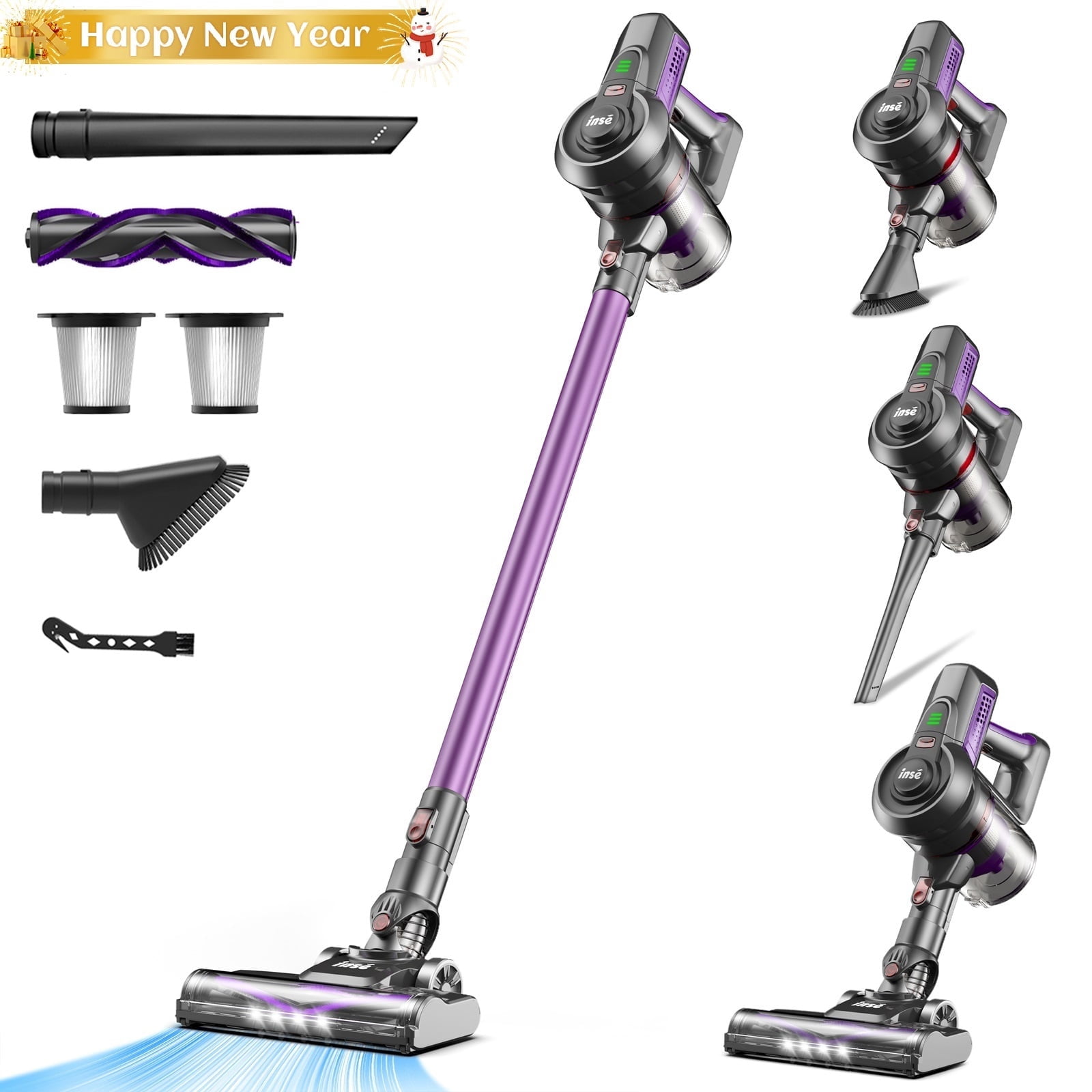 INSE Cordless Vacuum Cleaner, 6-in-1 Stick Handheld, 25kPa, Ultra-Light ...