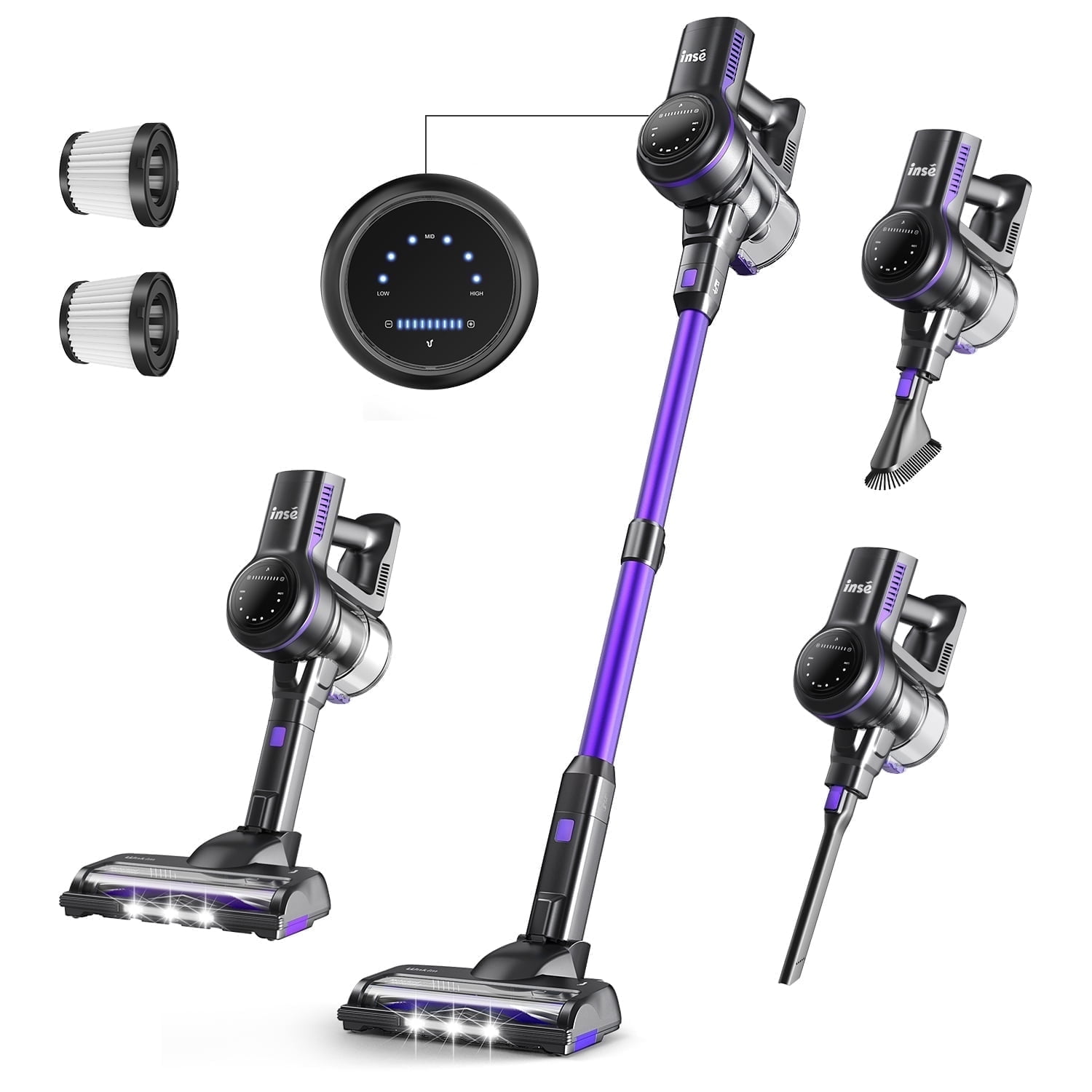 INSE S7P 6 in 1 Cordless Vacuum Stick for Hardwood, Carpet, Pet Hair ...