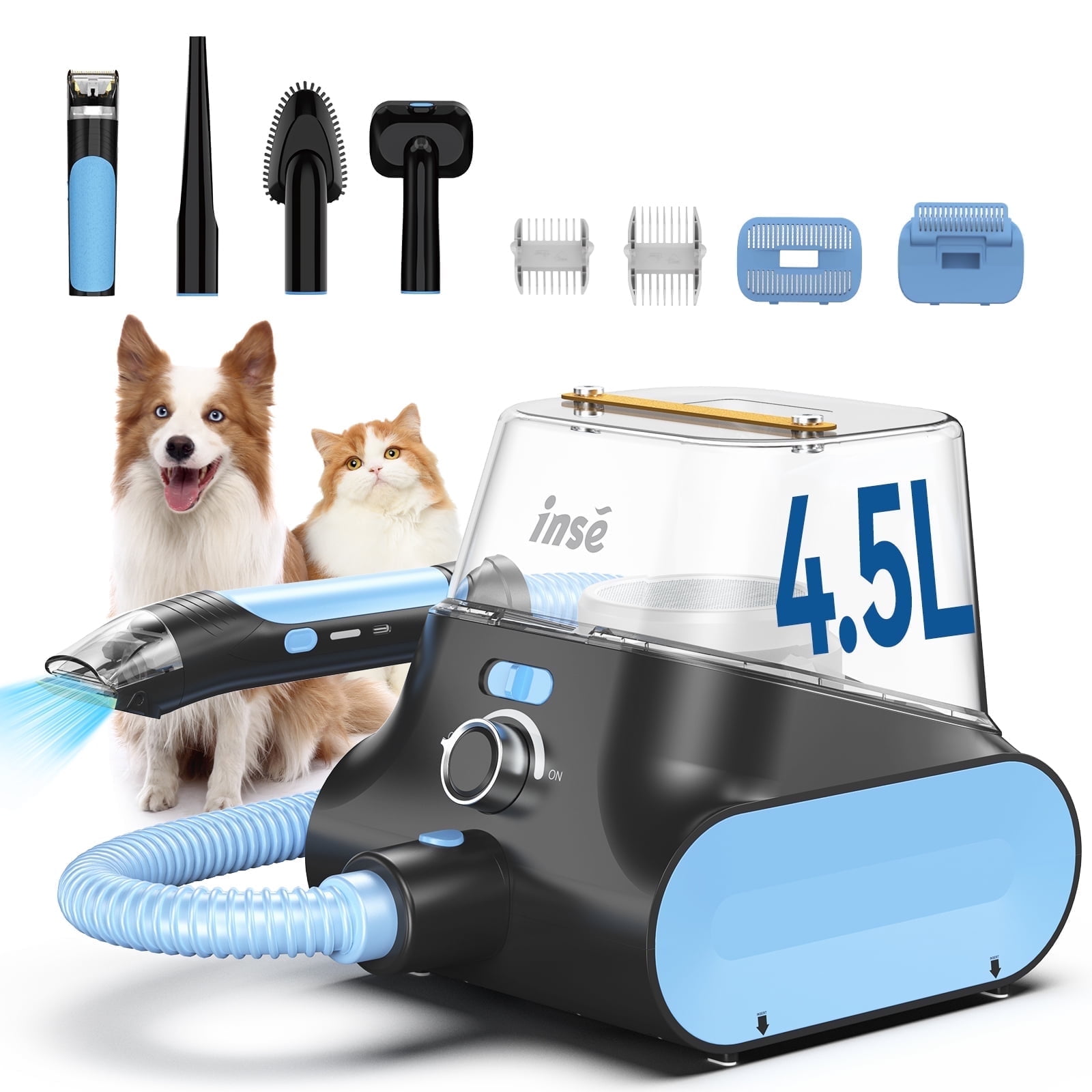 INSE P30 Dog Grooming Vaccum, 4.5L Large Capacity Pet Grooming Vacuum ...