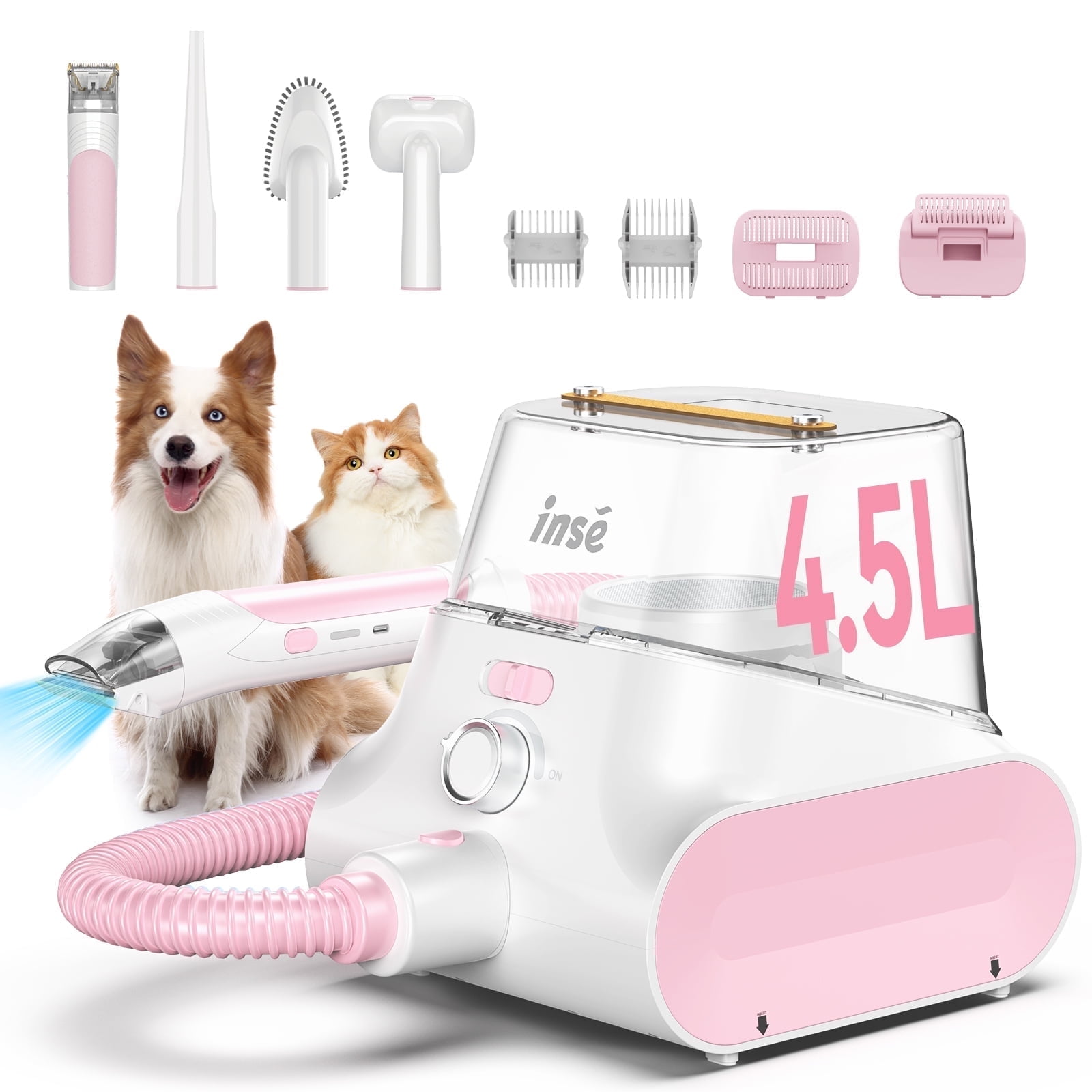 INSE P30 Dog Grooming Vaccum, 4.5L Large Capacity Pet Grooming Vacuum ...