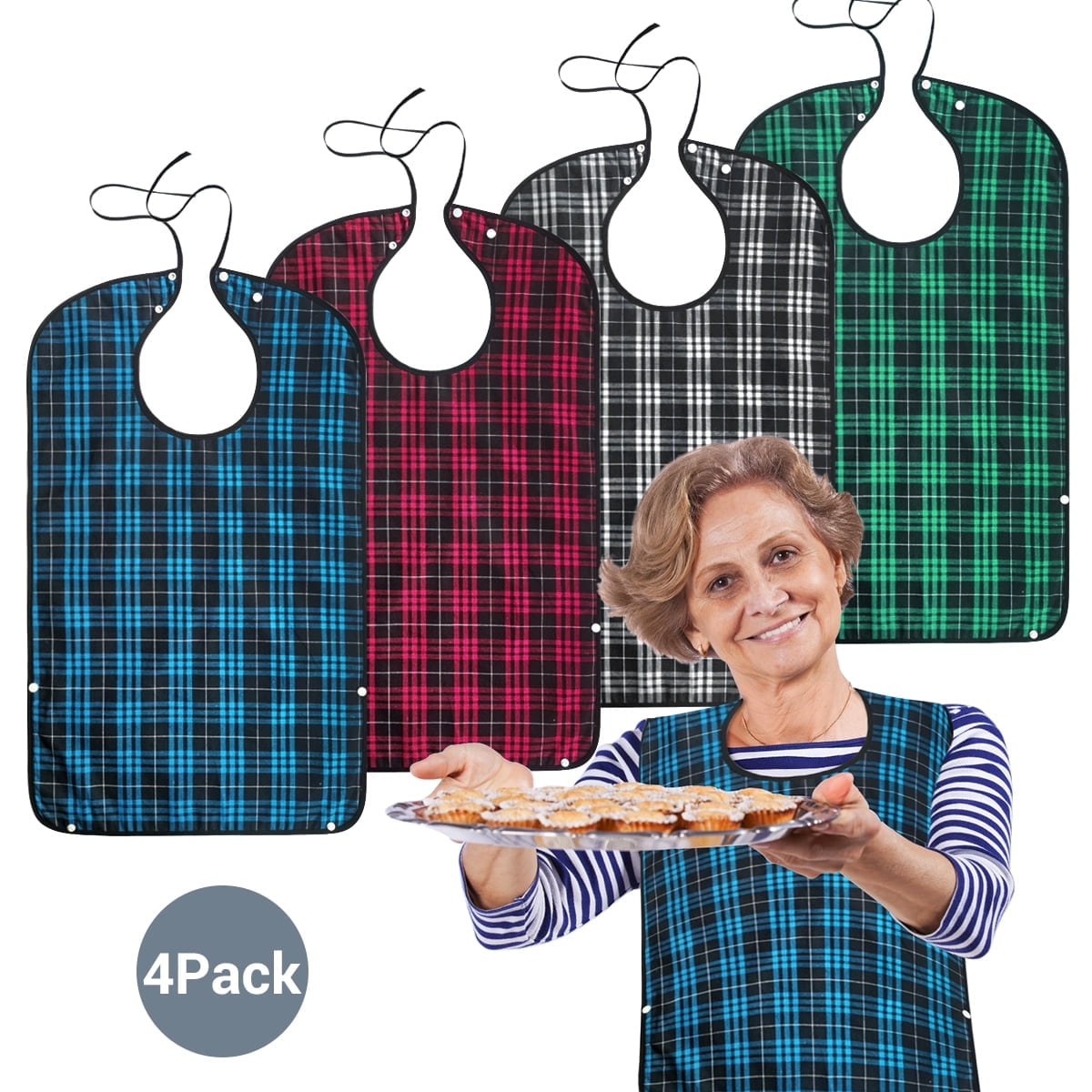 INSMART 4 Pack Large Adult Bibs for Seniors - Waterproof Clothing ...