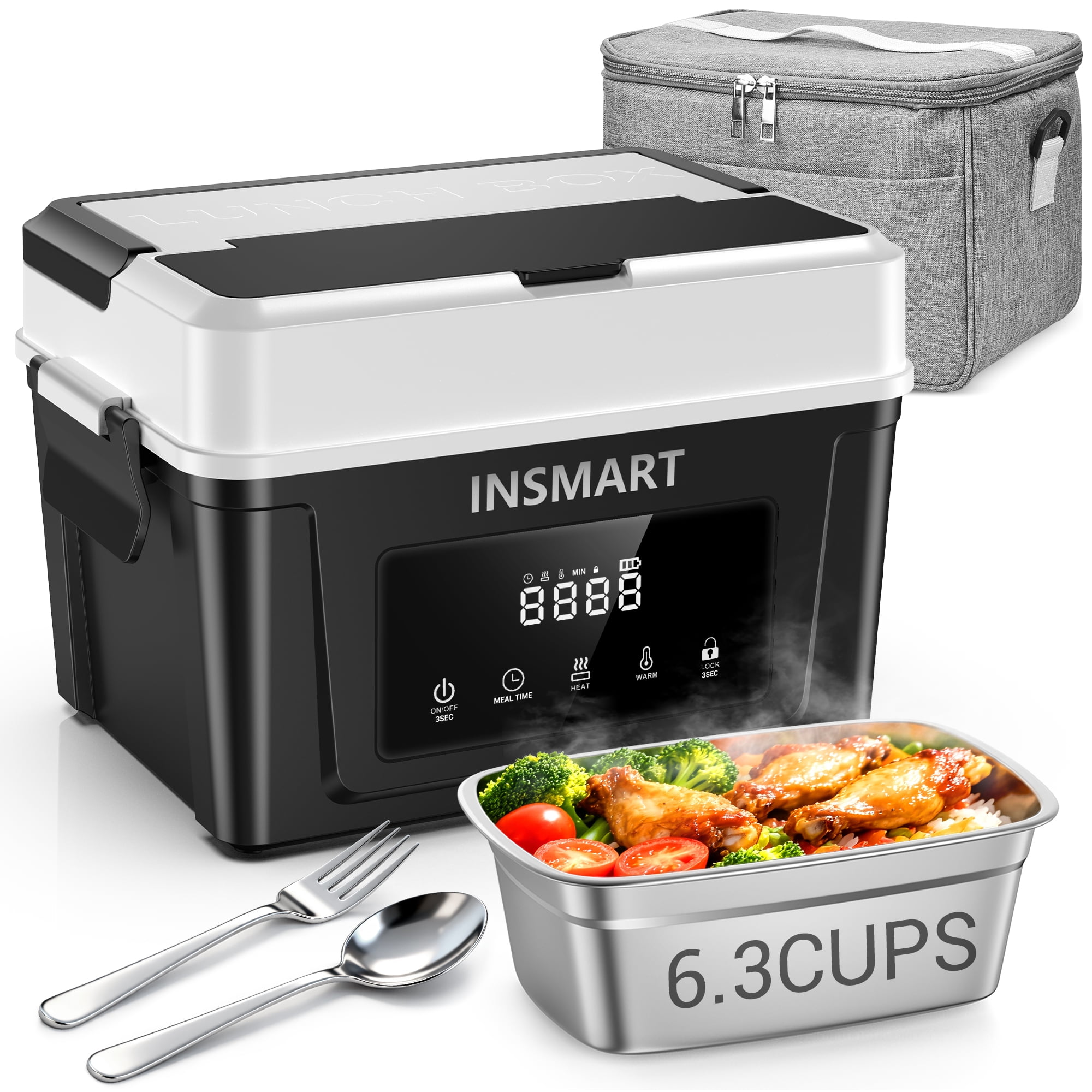 INSMART 6.3-Cup Cordless Electric Lunch Box for Adults, Heated Lunch ...