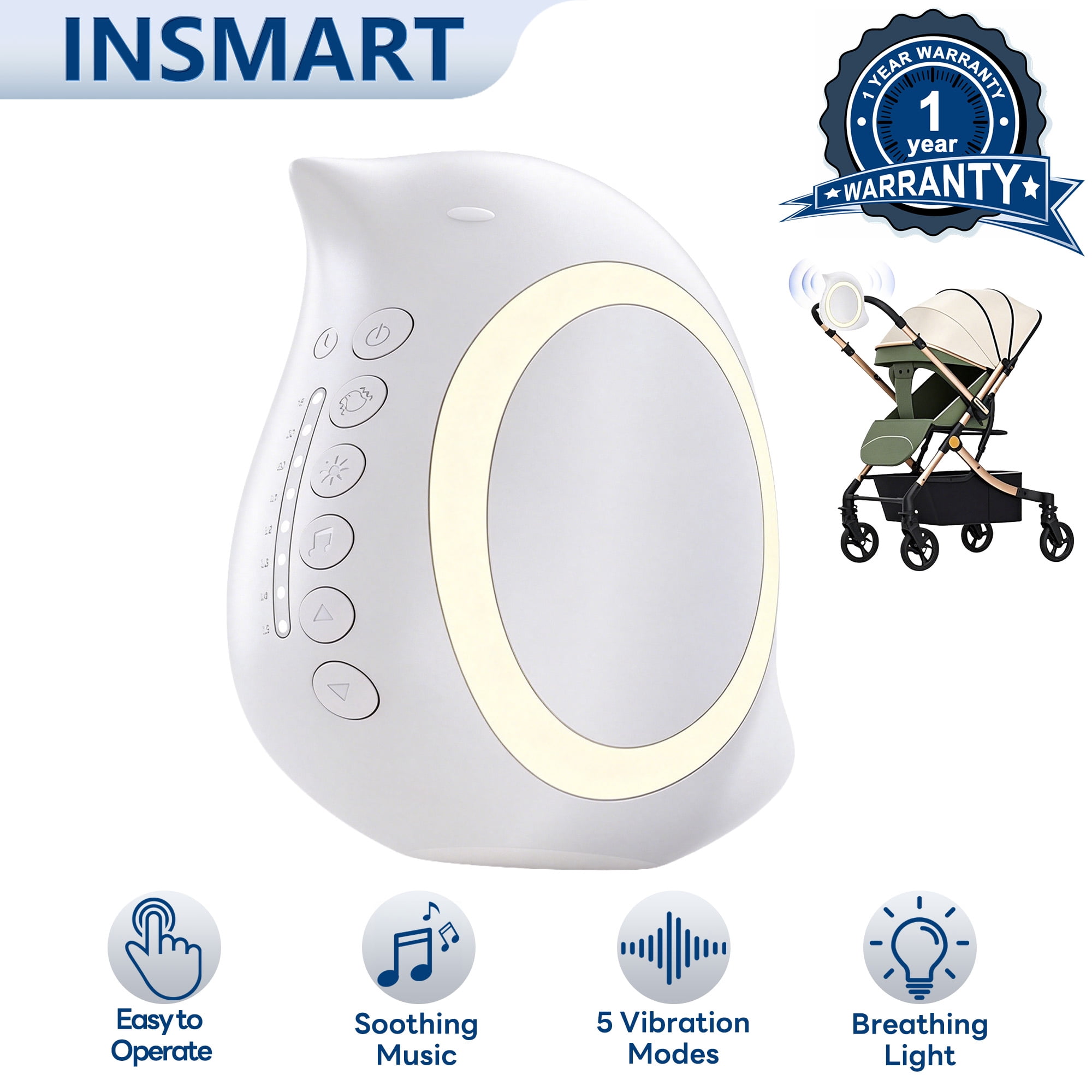 INSMART Baby Stroller Rocker, Portable Bird-Shaped Soother with White ...