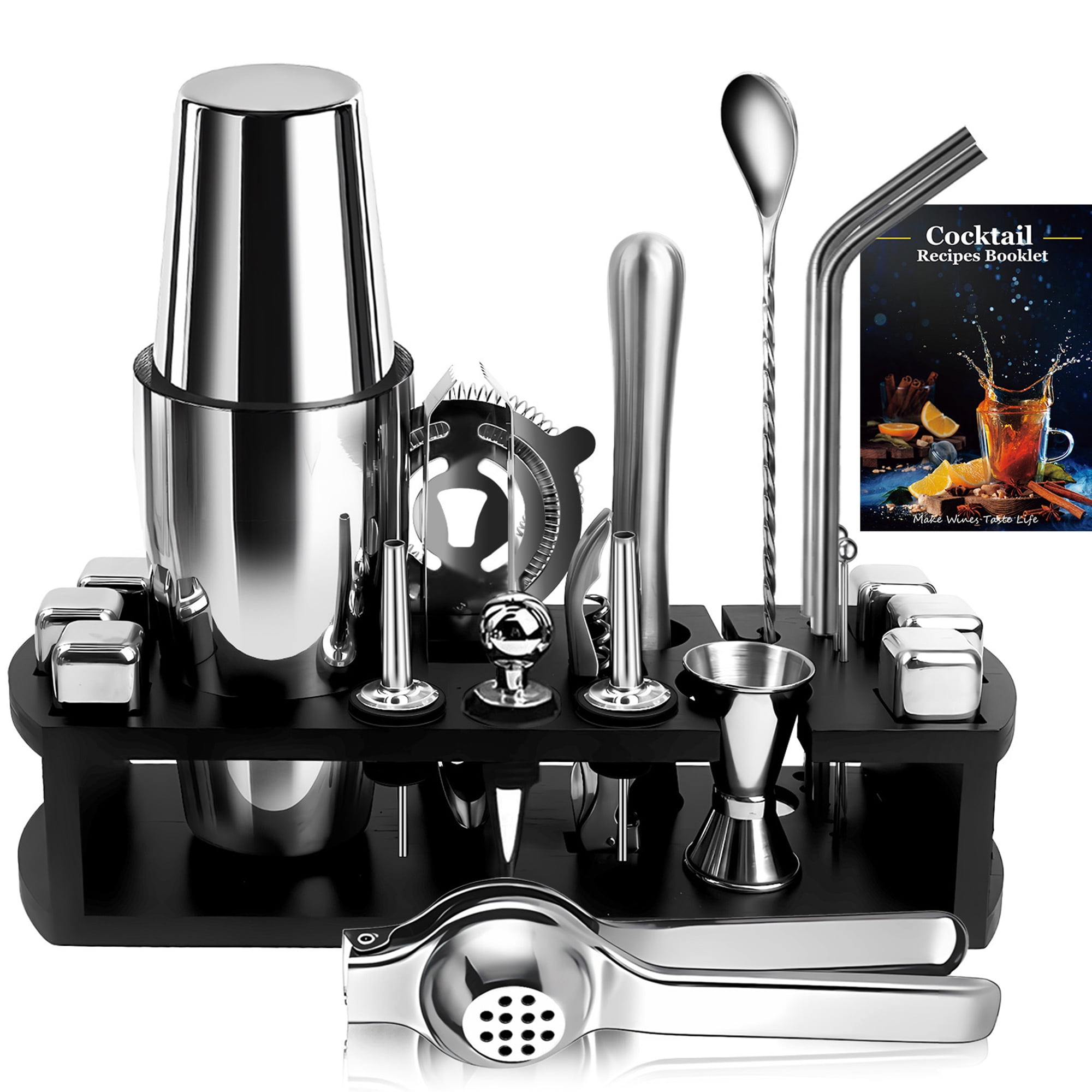 INSMART Cocktail Shaker Set,23-Piece Stainless Steel Bartender Kit with ...