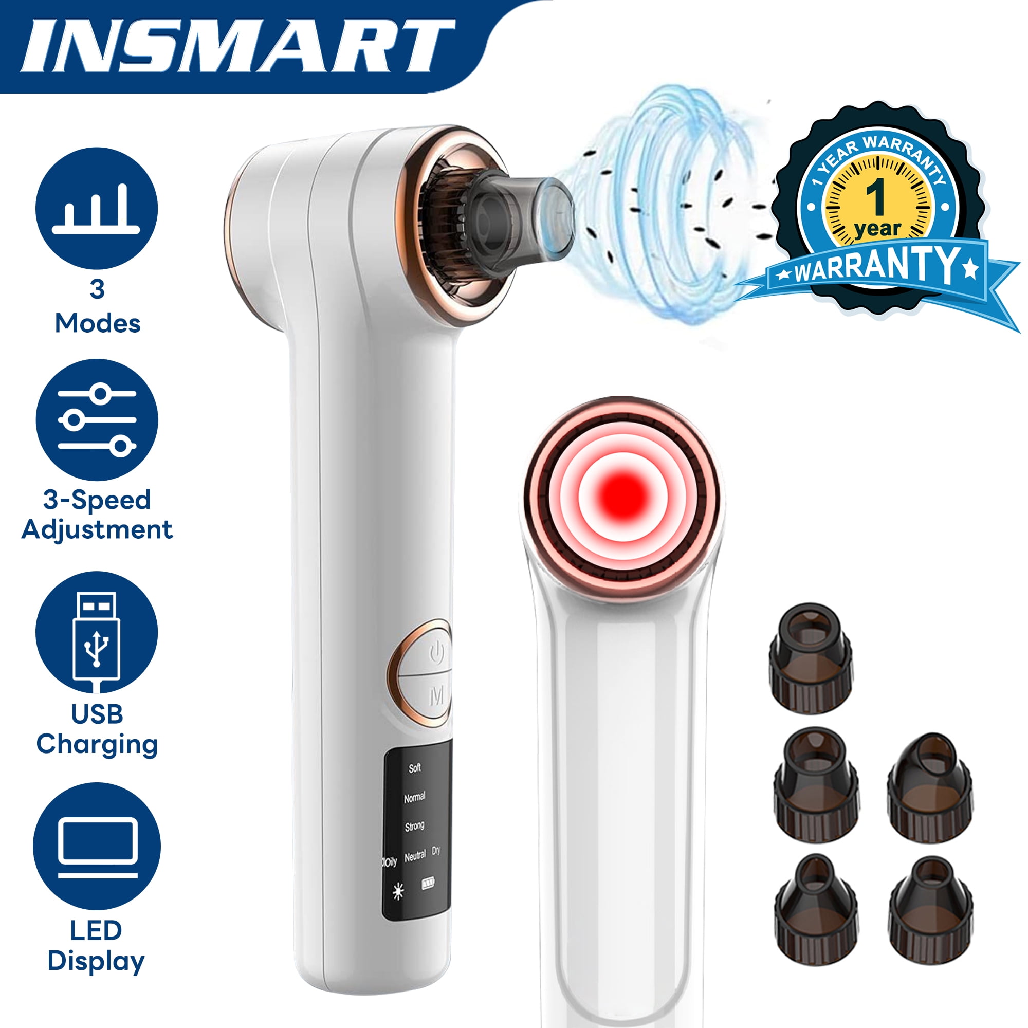 INSMART Electric Blackhead Remover - Pore Vacuum Cleaner with Heating ...