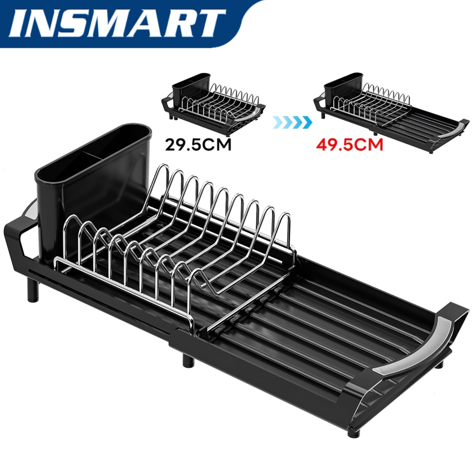 INSMART Extendable Dish Rack,Multifunctional Large Dish Drying Rack for ...