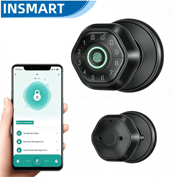 INSMART Fingerprint Door Lock, 4 in 1 Smart Door Knob, Biometric ...