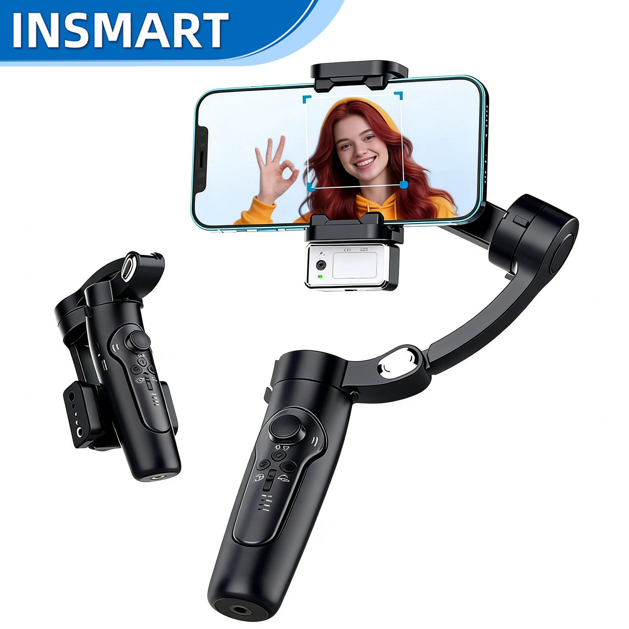 INSMART Gimbal Stabilizer for Smartphone, 3-Axis Portable Phone ...