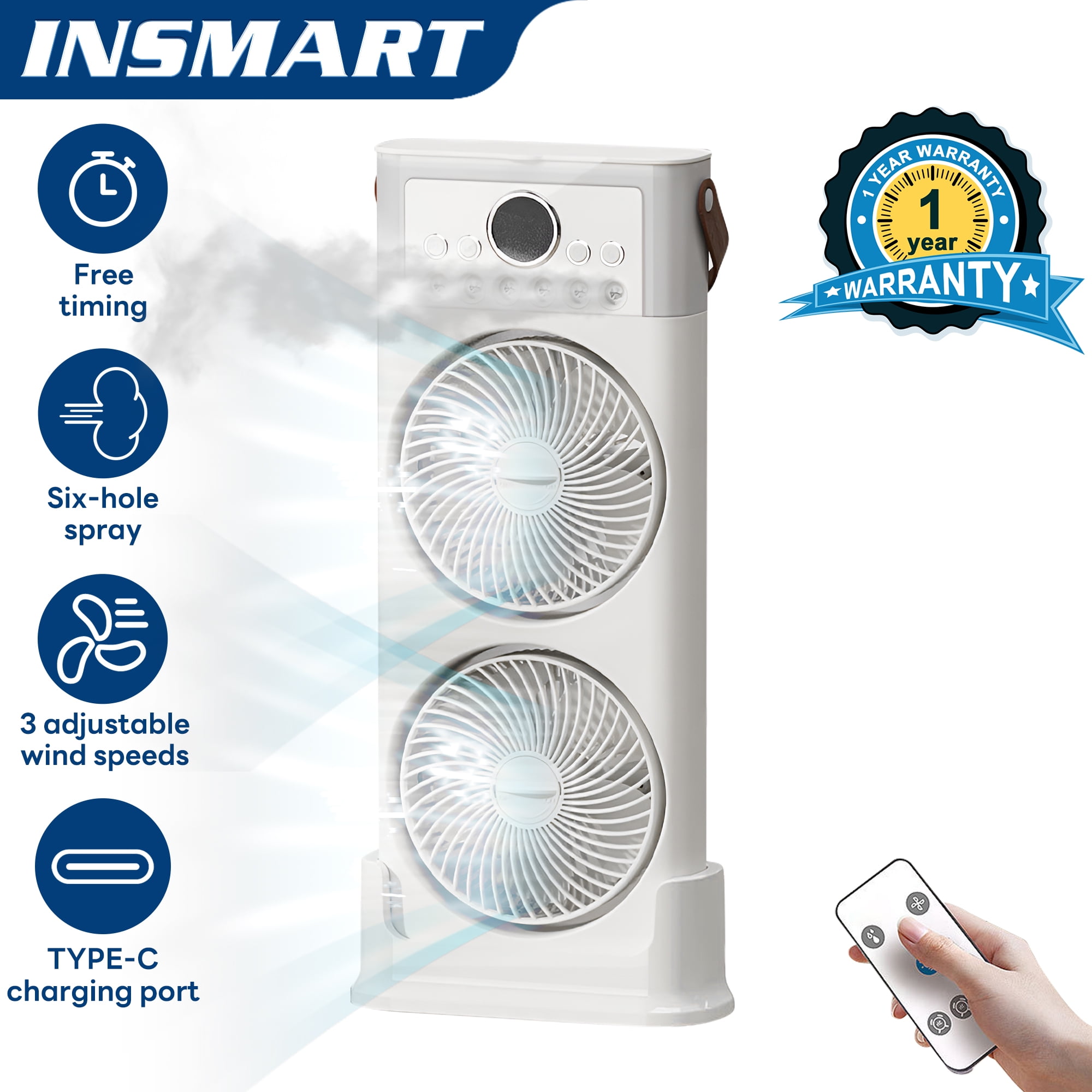 INSMART Mini Portable Air Conditioner Fan,Evaporative Air Cooler,Air ...