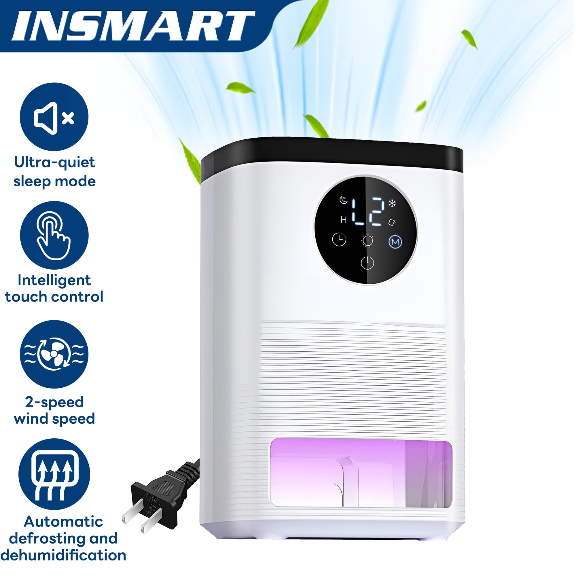 INSMART 50OZ Smart Dehumidifier for Home - Ultra-Quiet Sleep Mode ...