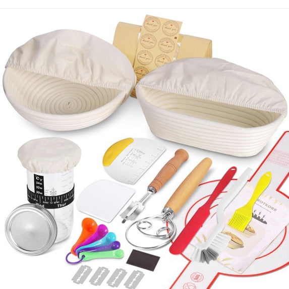 INSMART Sourdough Starter Kit with 9" Round & 10" Oval Banneton ...