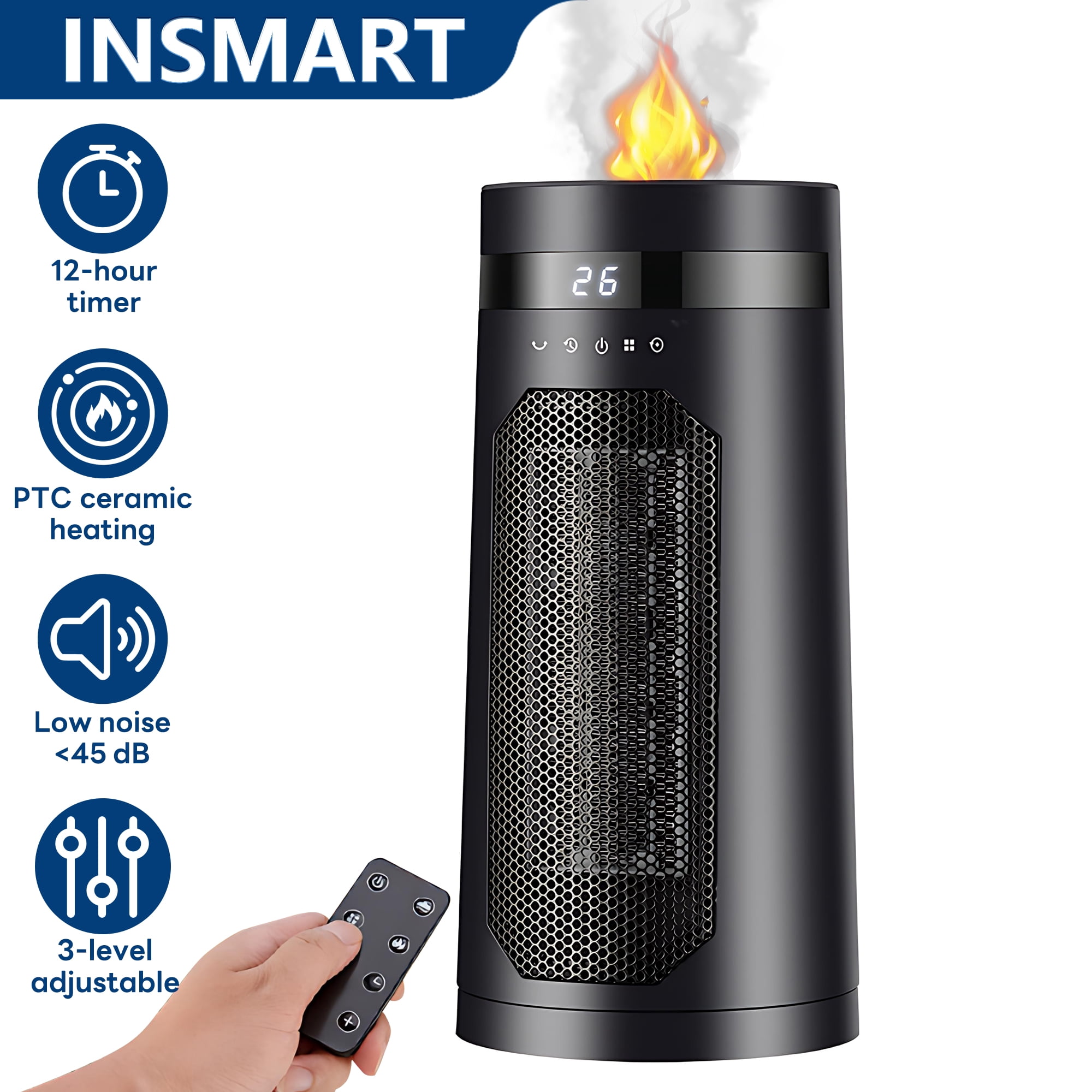 INSMART Space Heaters for Home,Portable Electric Heater with Remote ...