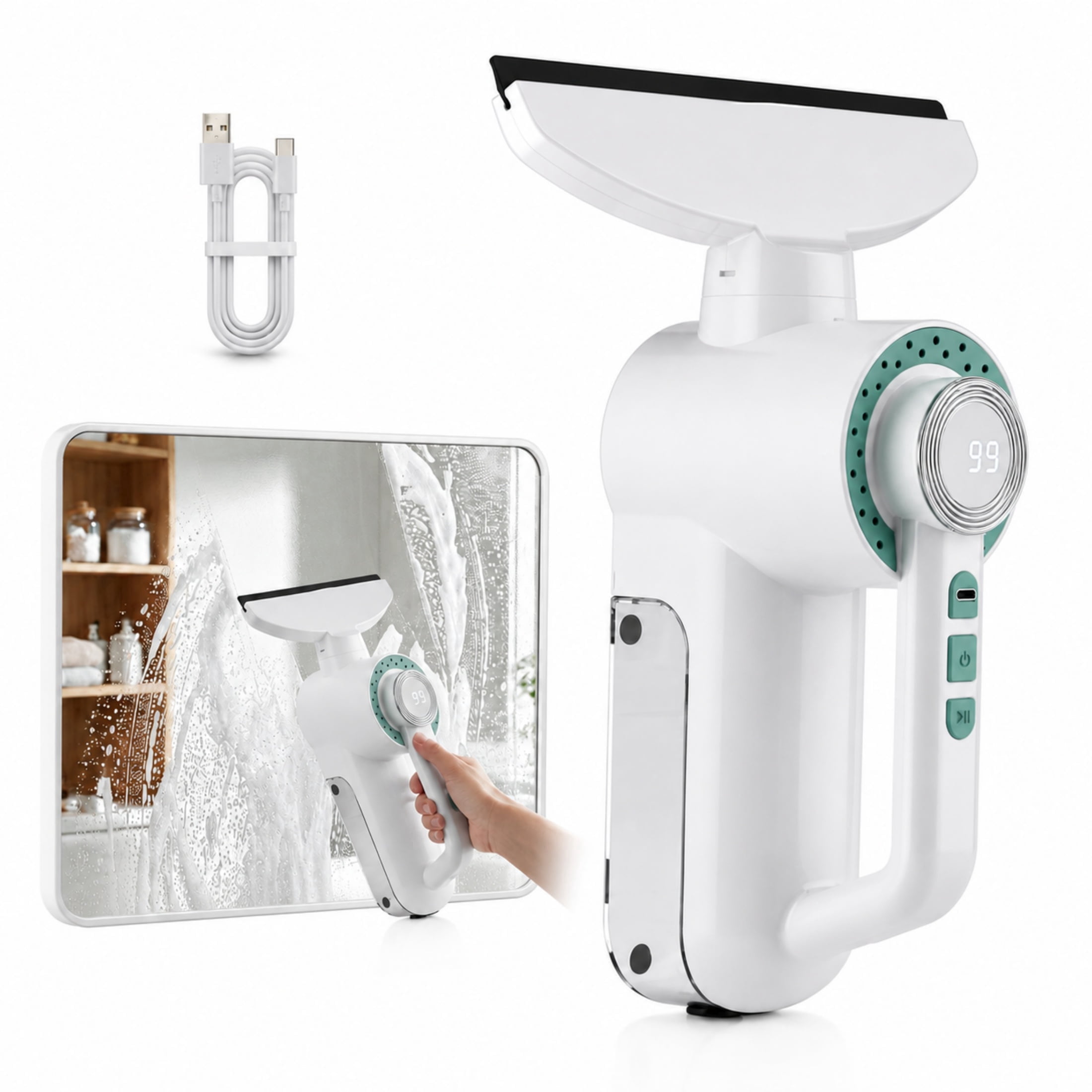 INSMART Window Vacuum Squeegee Cordless Electric Glass Cleaner 20000RPM ...